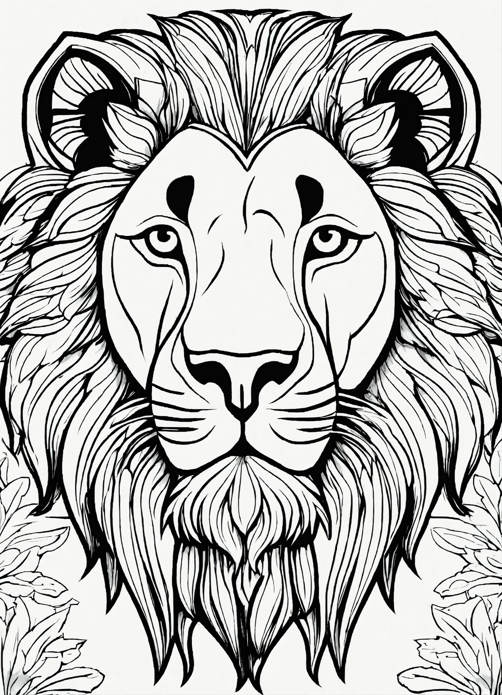 Lexica - Coloring page for kids, BLACK AND WHITE, Lion, cartoon style ...