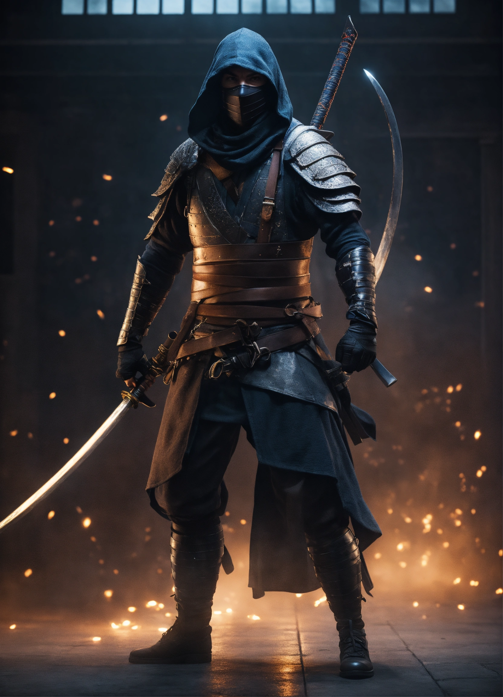 Lexica - A realistic full body portrait of a male medival ninja ...