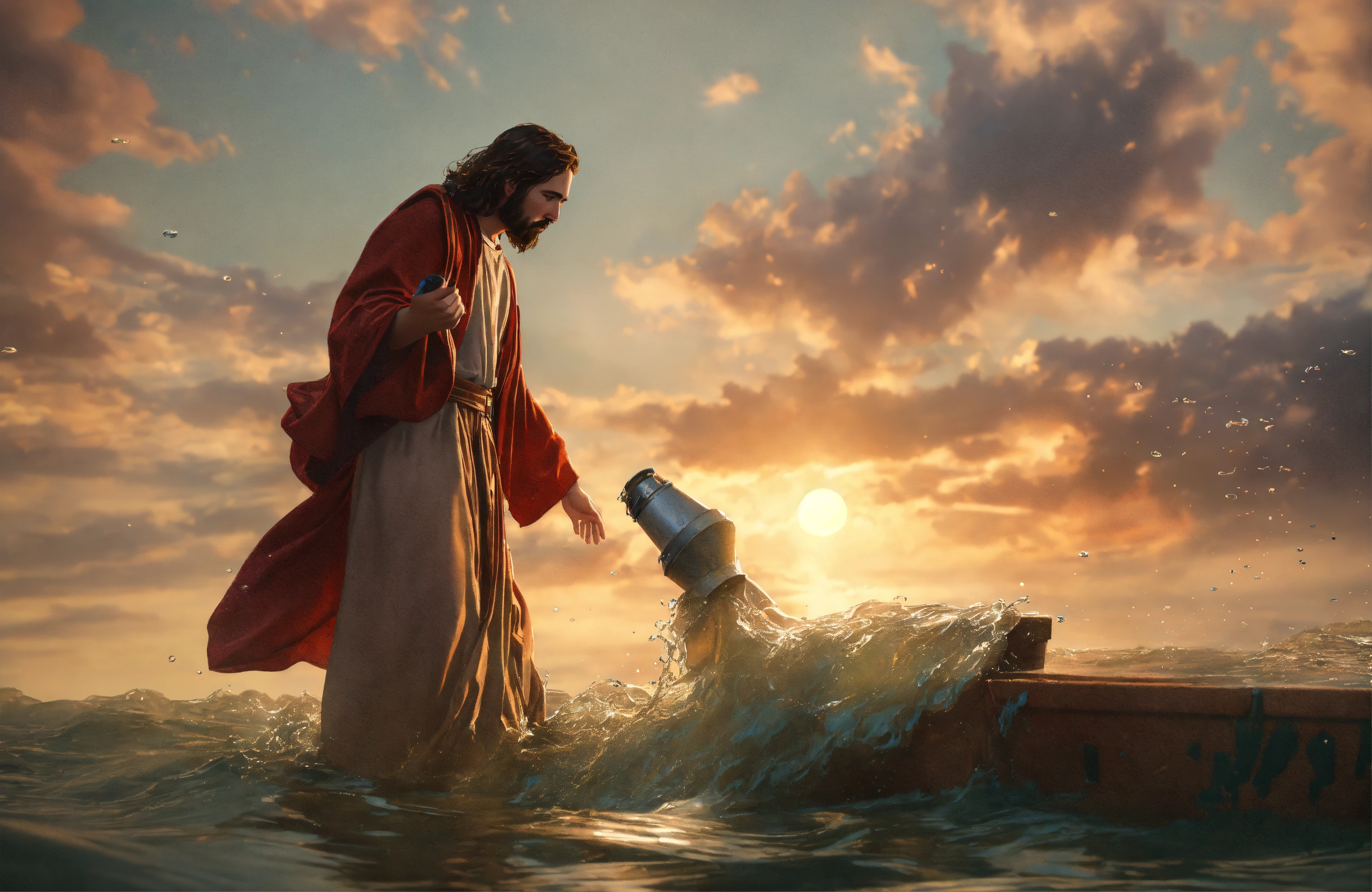 Lexica - Painting Jesus Disciple, sinking n water, hands extended ...