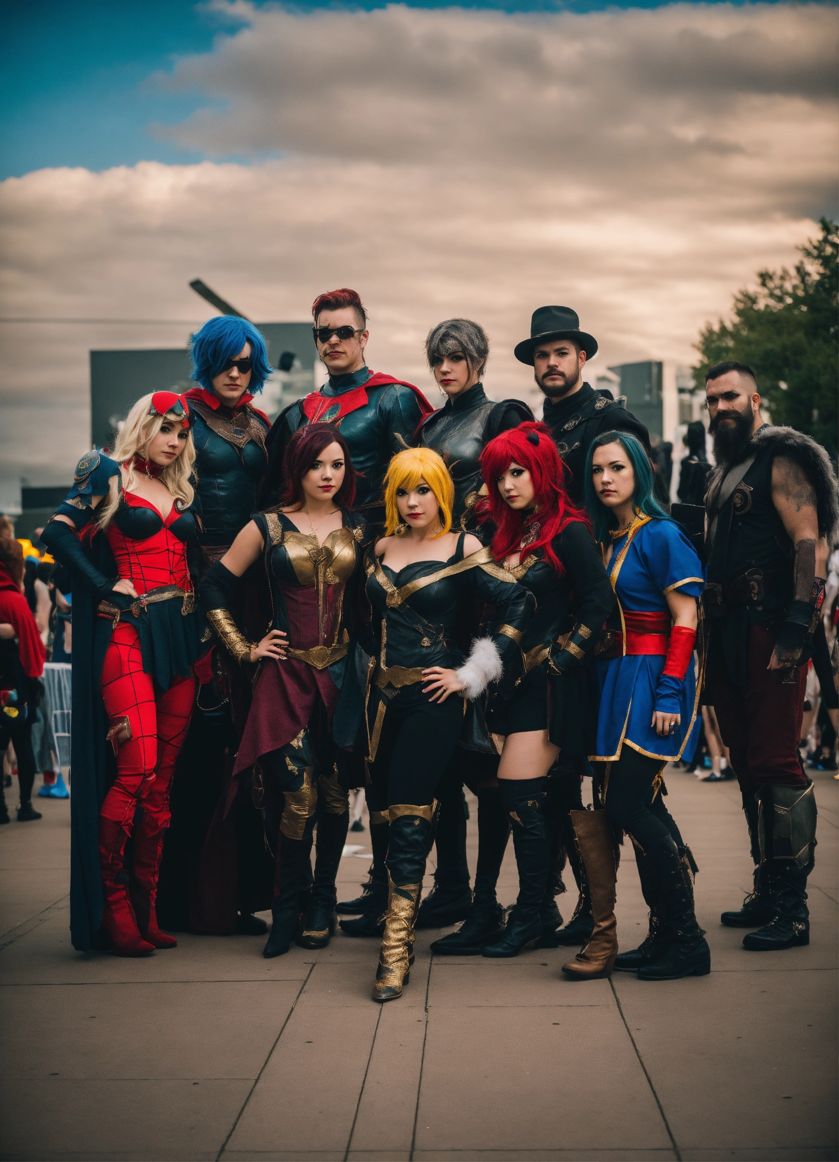 Lexica - Comic con group photo, lots of different cosplay, shot on Sony ...