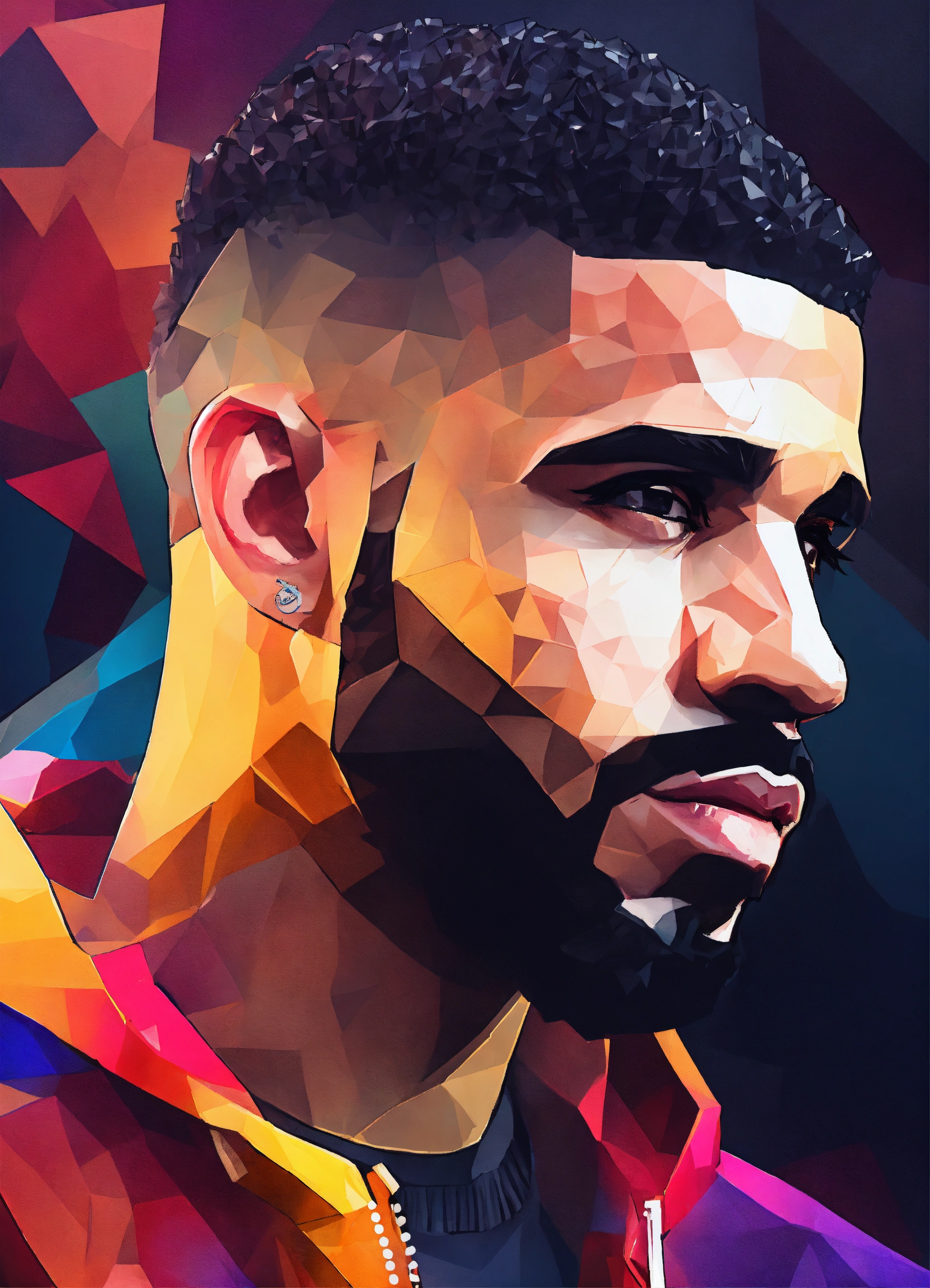 Lexica - Portrait of rapper drake verry abstract poligon style 3d