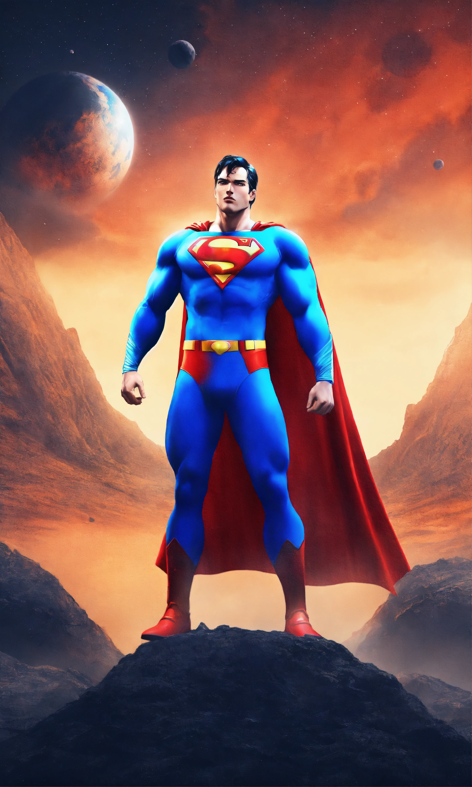 Lexica - Superman on a different planet, 2D render, standing ...