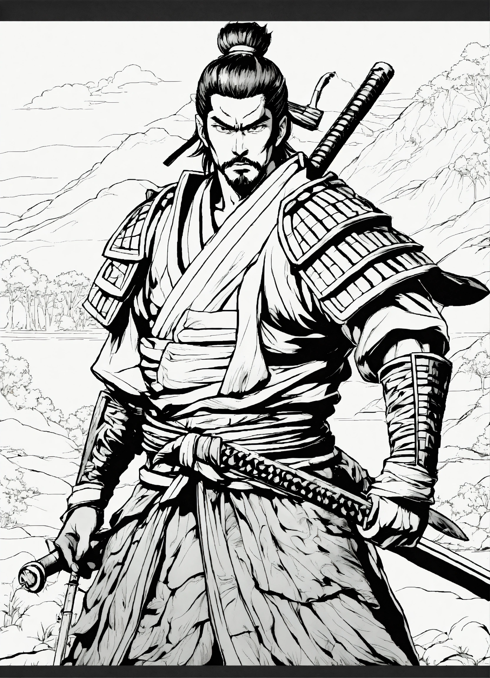Lexica - Generate a portrait of a samurai , 4K resolution, anime line ...