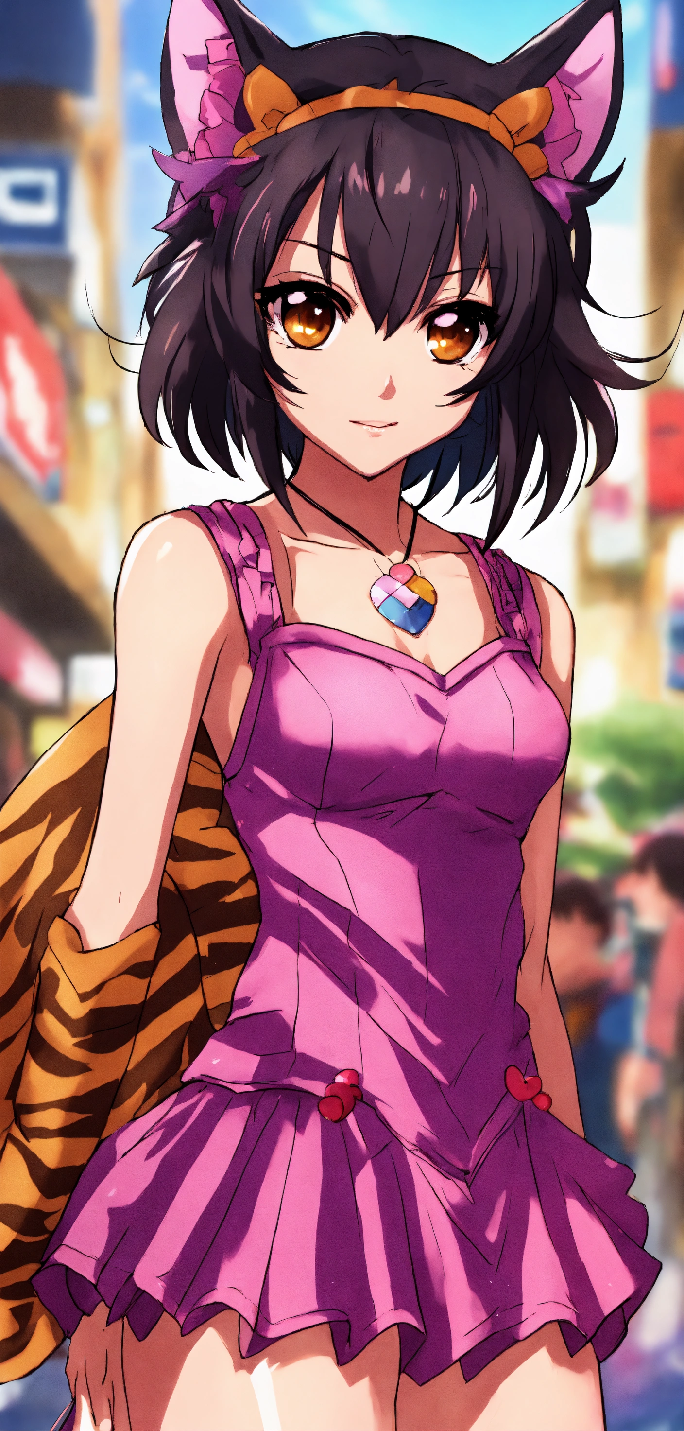 Lexica - Tiger Magical girl with black hair emo style and Brown eyes in ...