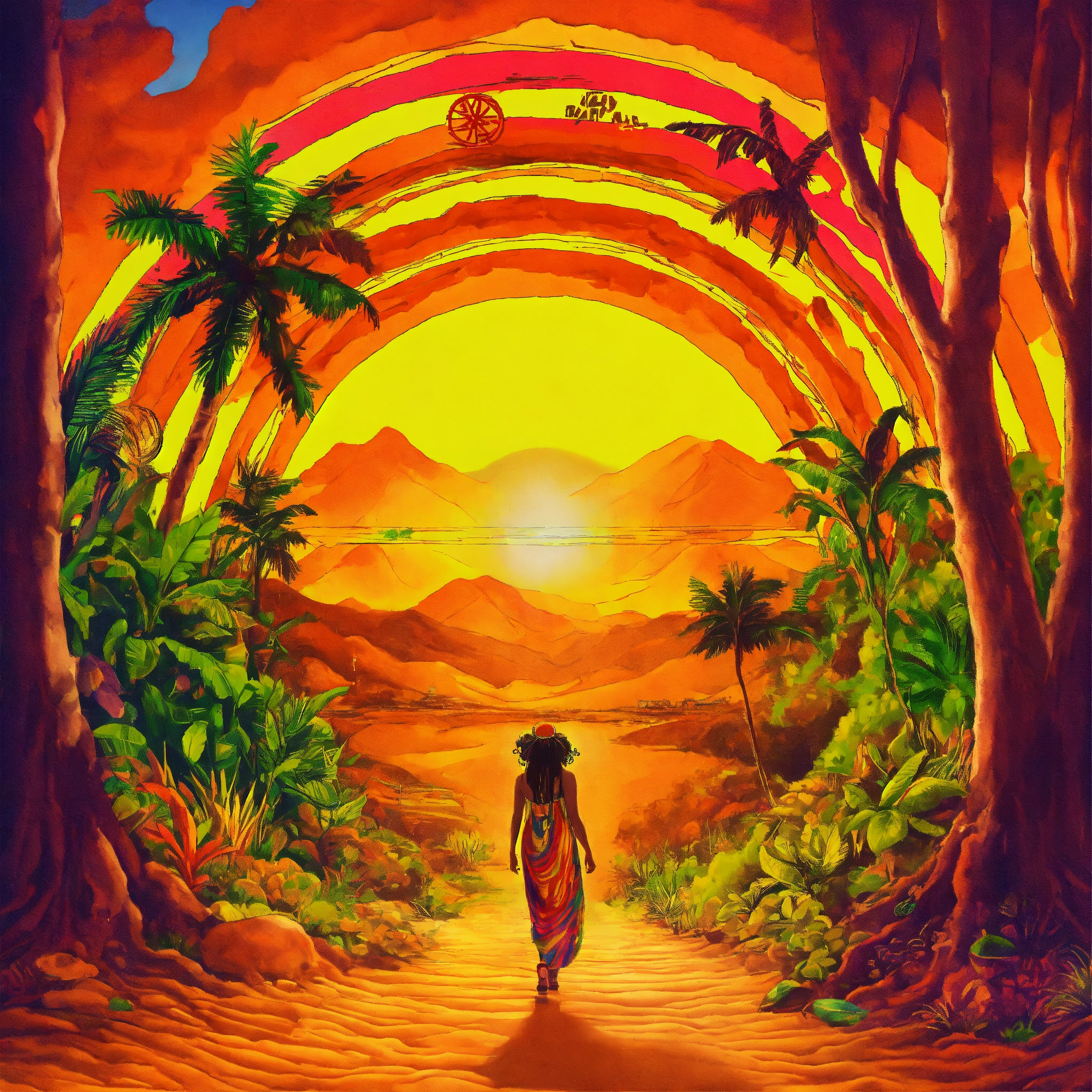 Lexica - Artwork album, hippie vibes, reggae style, many colors ...
