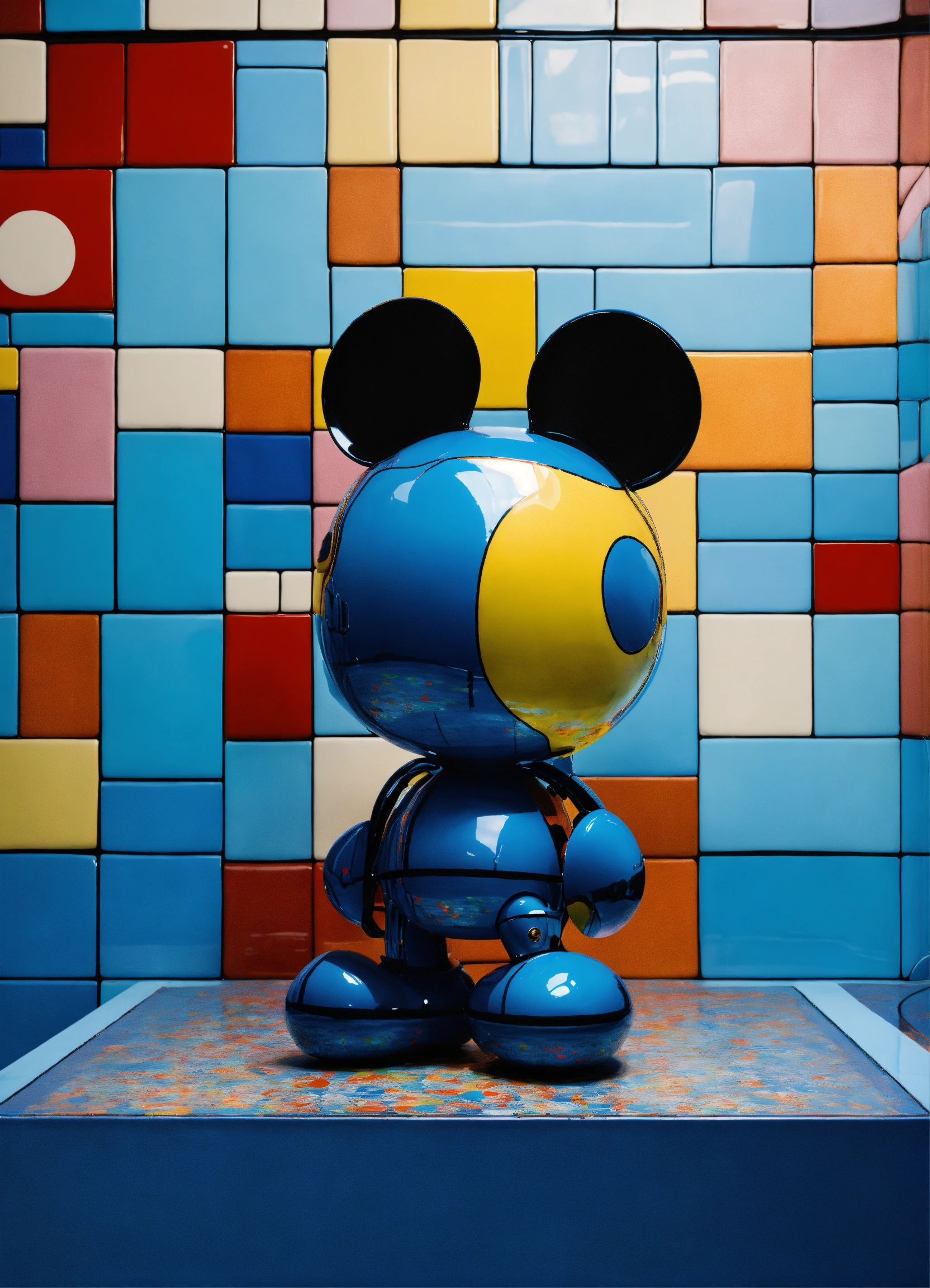 Lexica - Mickey robot jeff koons murakami ceramics pop art blue background
