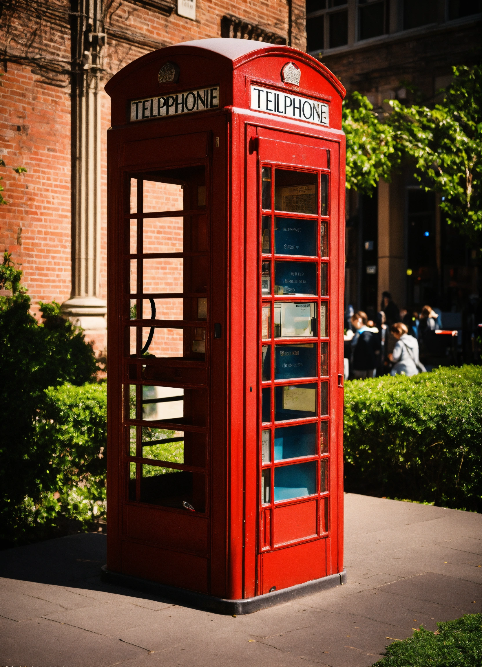 Lexica - An old fashioned telephone booth with the letters iPhone on it.