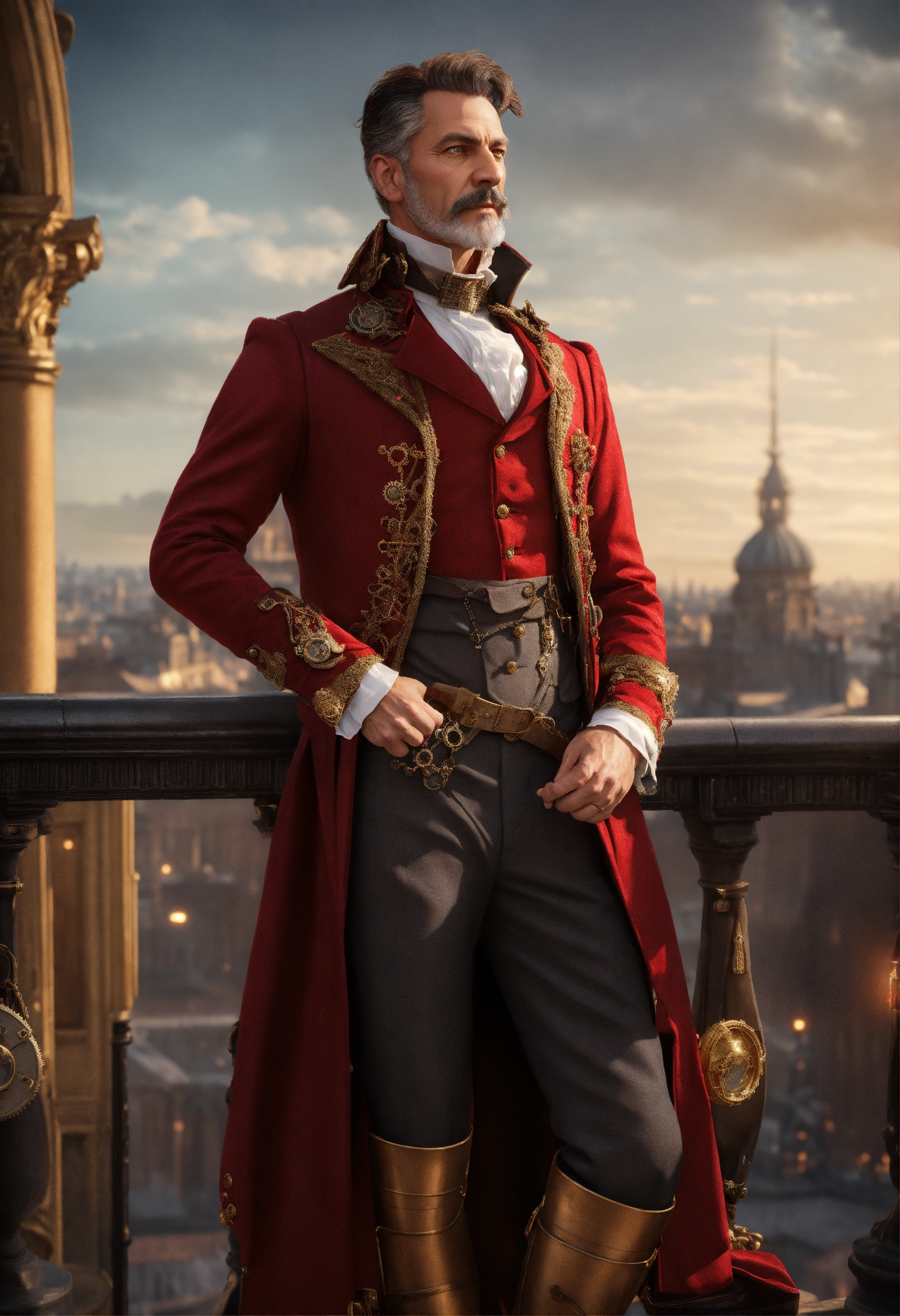 Lexica - Steampunk nobleman, 19th century sartorial charcoal and red ...