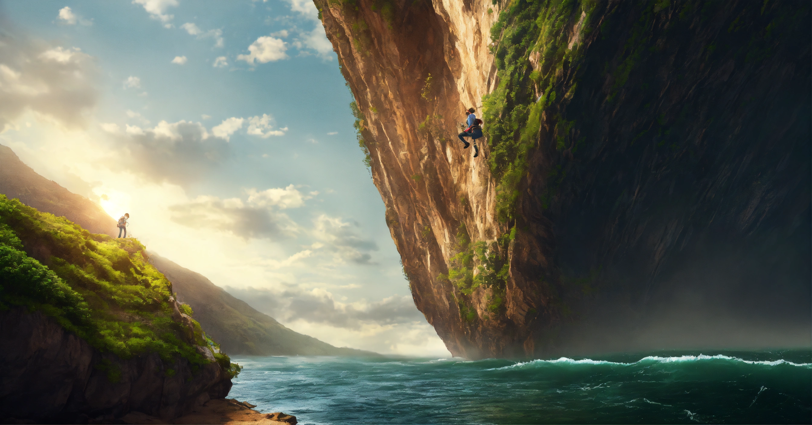 Lexica - Produce me an image of a person who is afraid of falling off ...