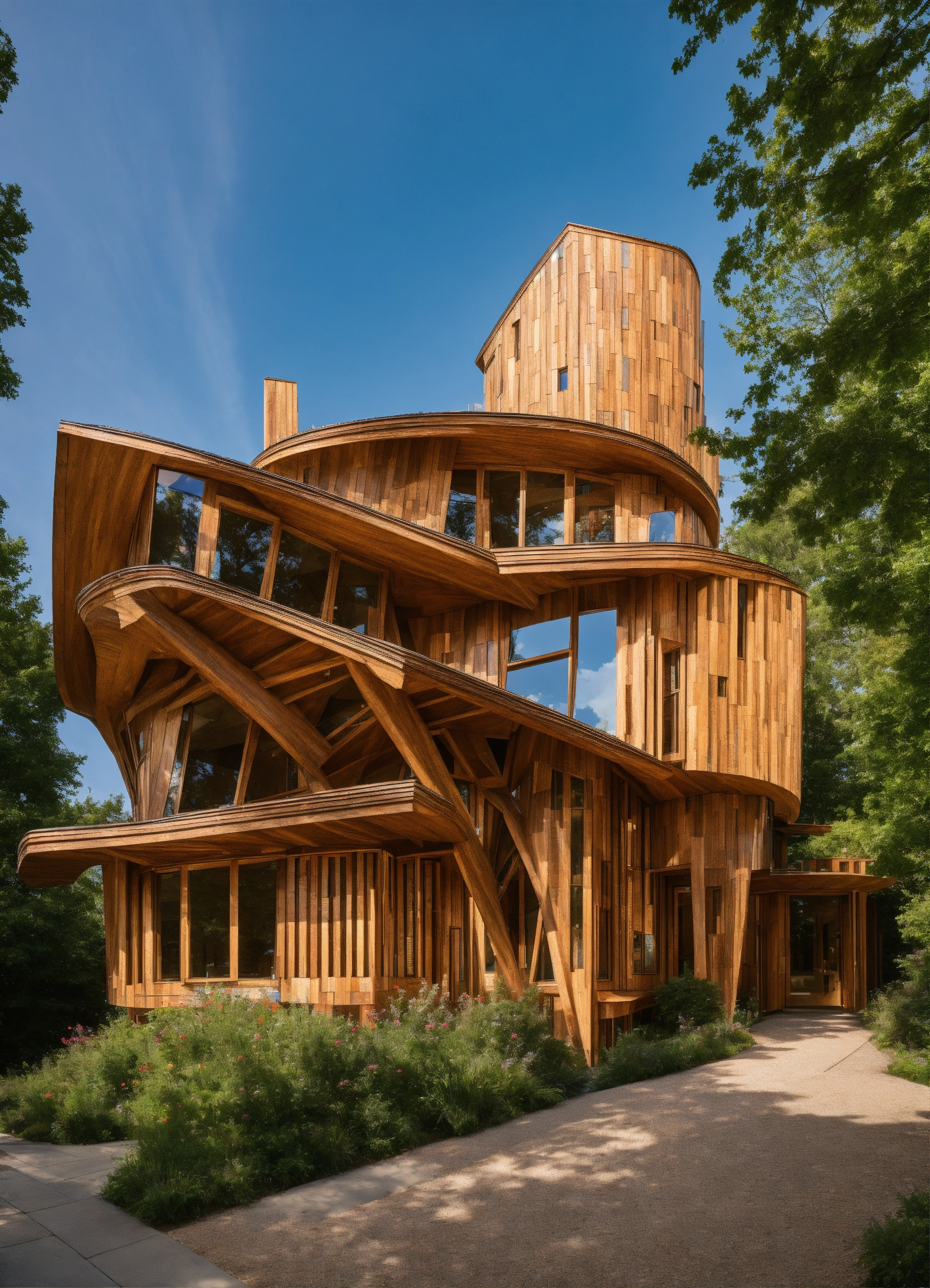 Lexica - Frank Gehry futurist wood historical site in the city.