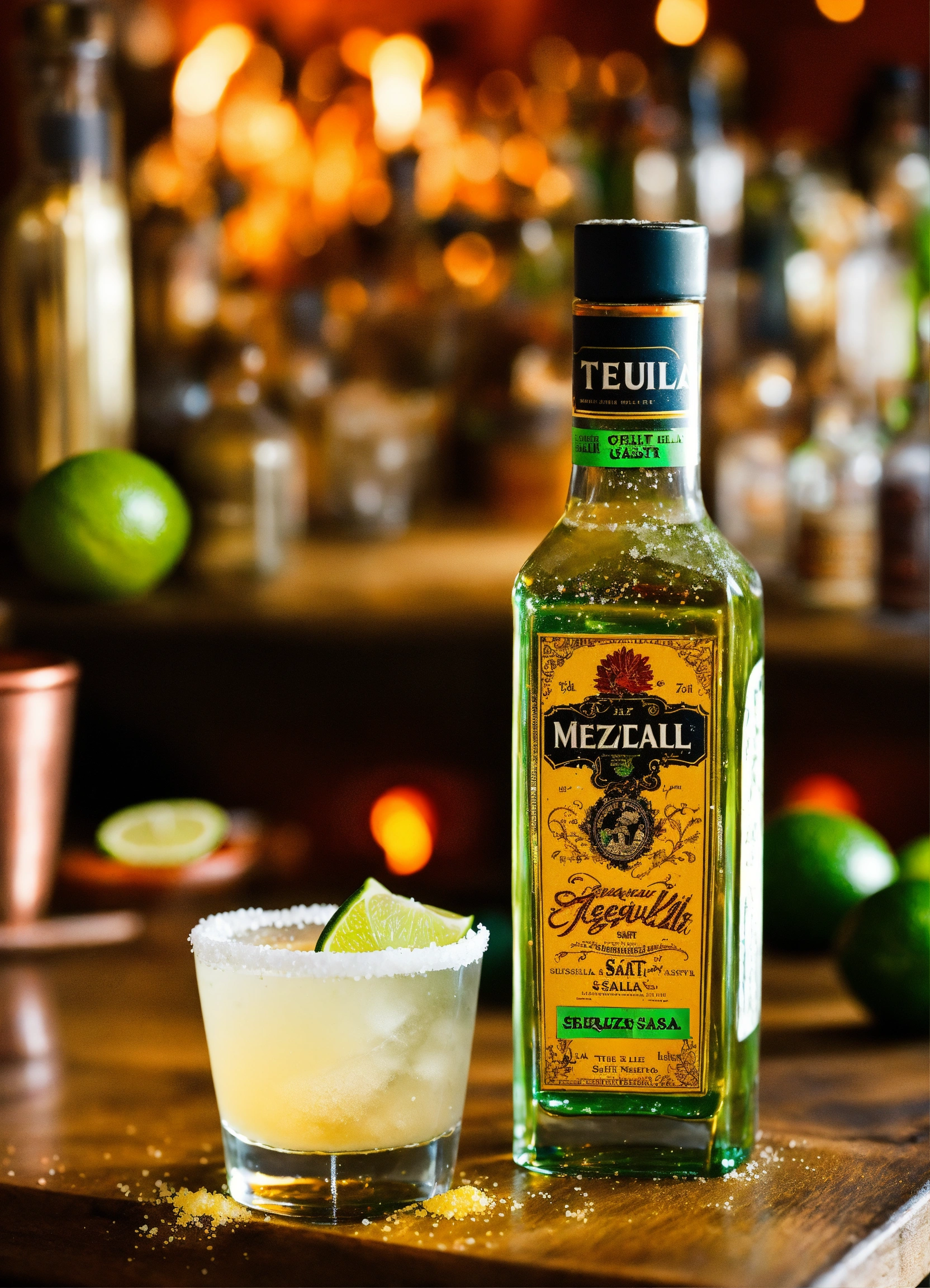 Lexica - Create a picture of a shot of tequila with a side of salt and ...