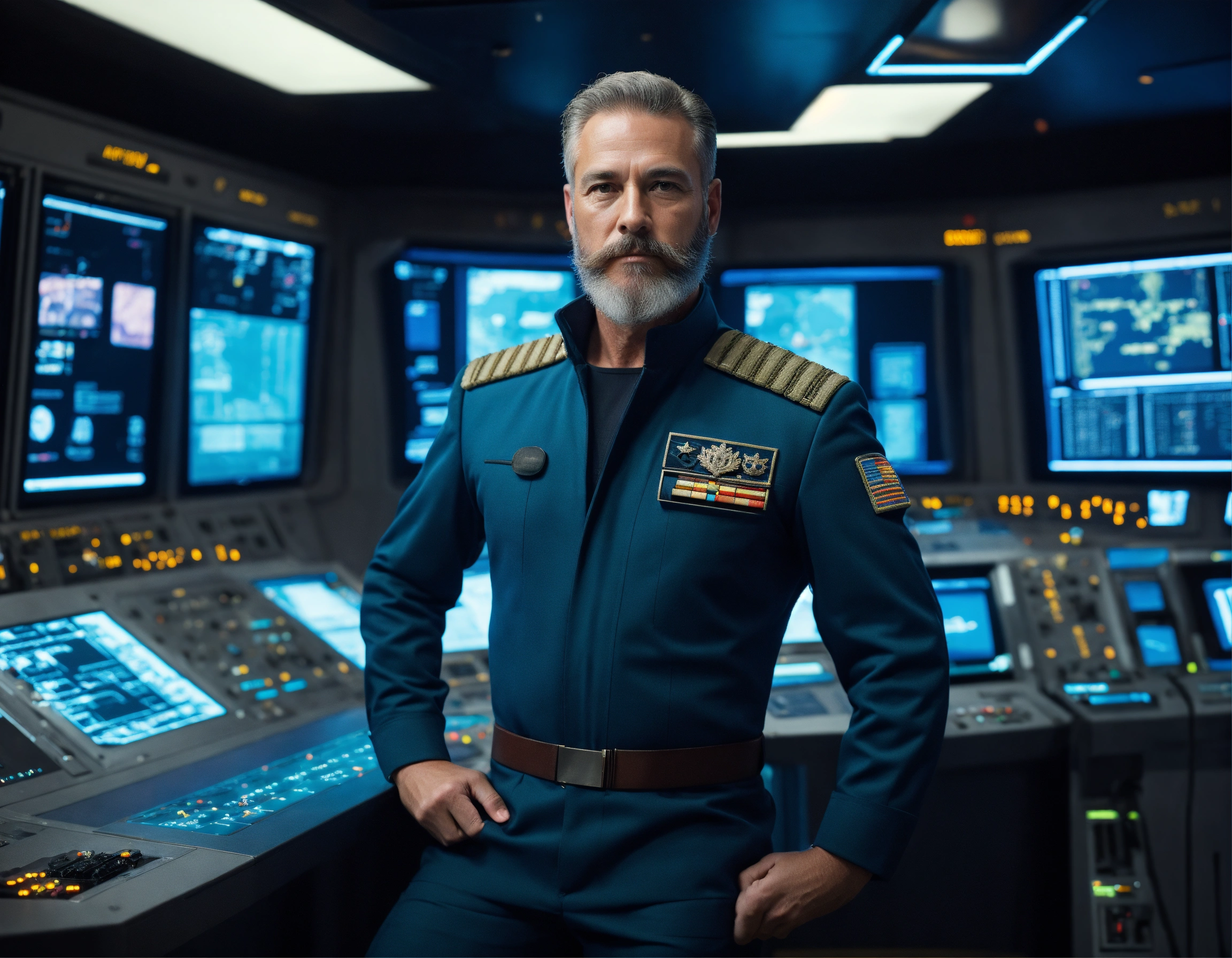 Lexica - 50 year old masculine star commander with sleek uniform and ...
