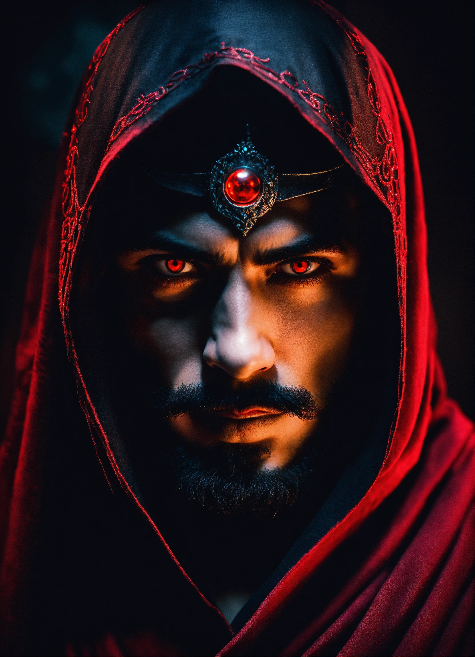 Lexica - Dark, mysterious and dramatic headshot of a handsome Arabic ...