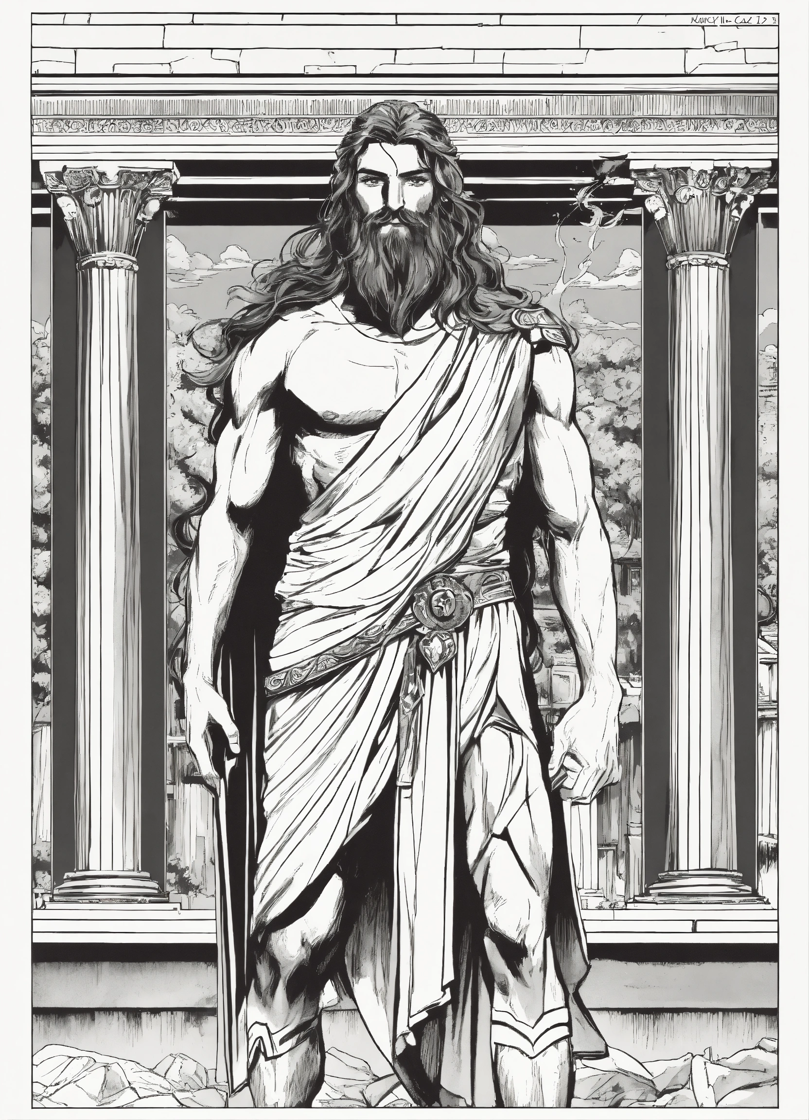 Lexica - Straight long haired amcient greek God . Comic