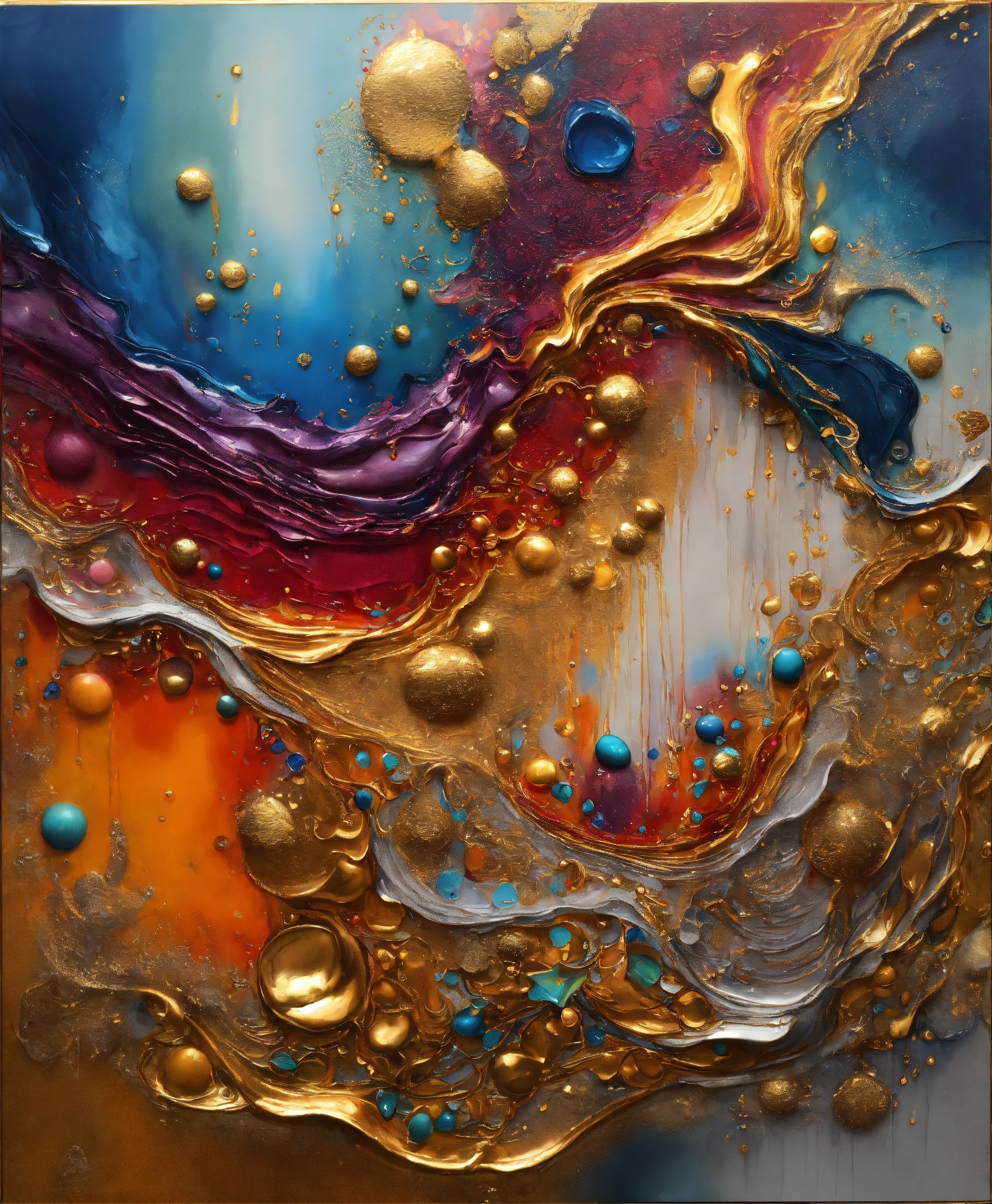 Lexica - Colorful abstract painting oil and water complex complicated ...