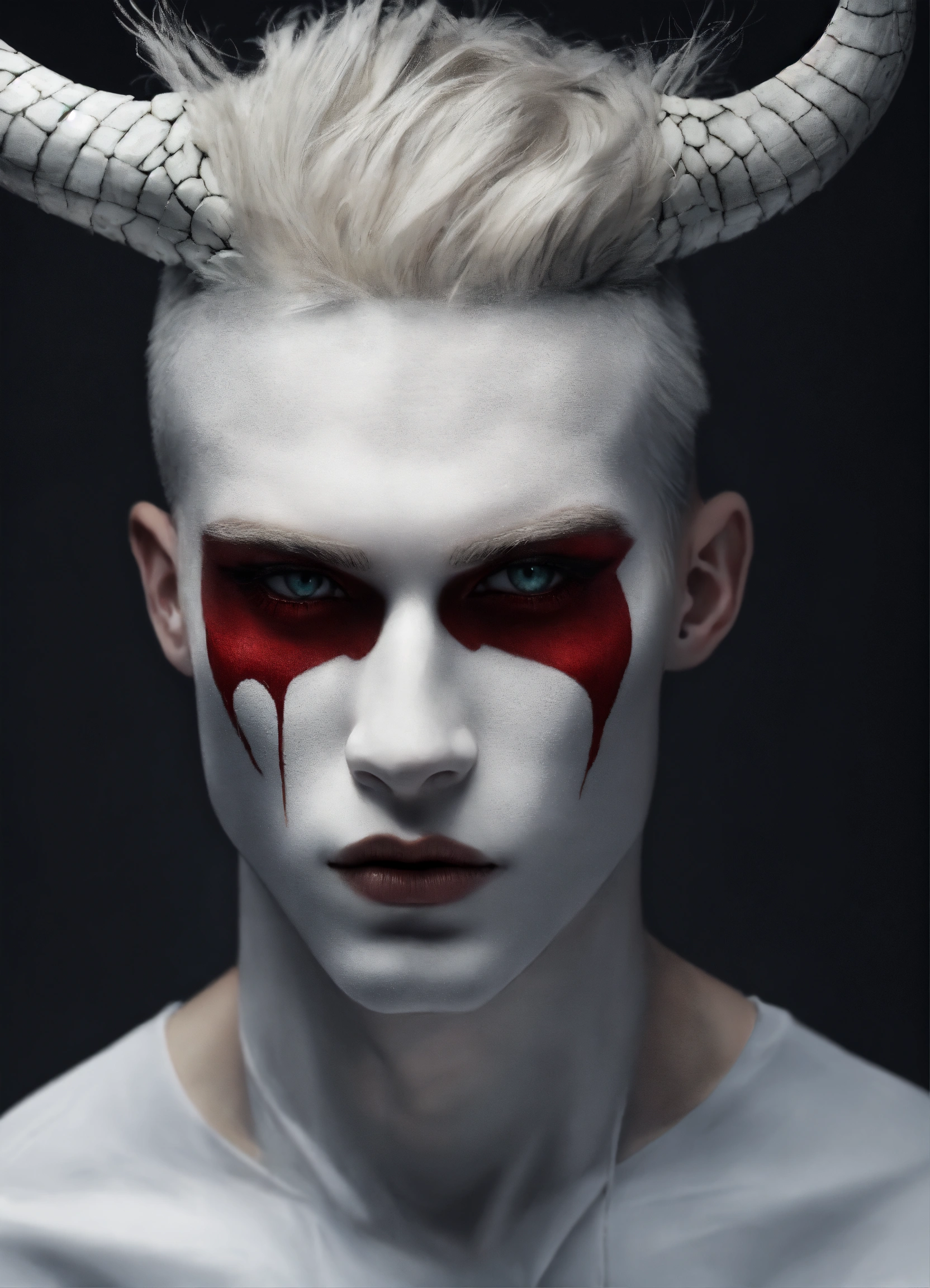 Lexica - Minimal White demonic makeup face male