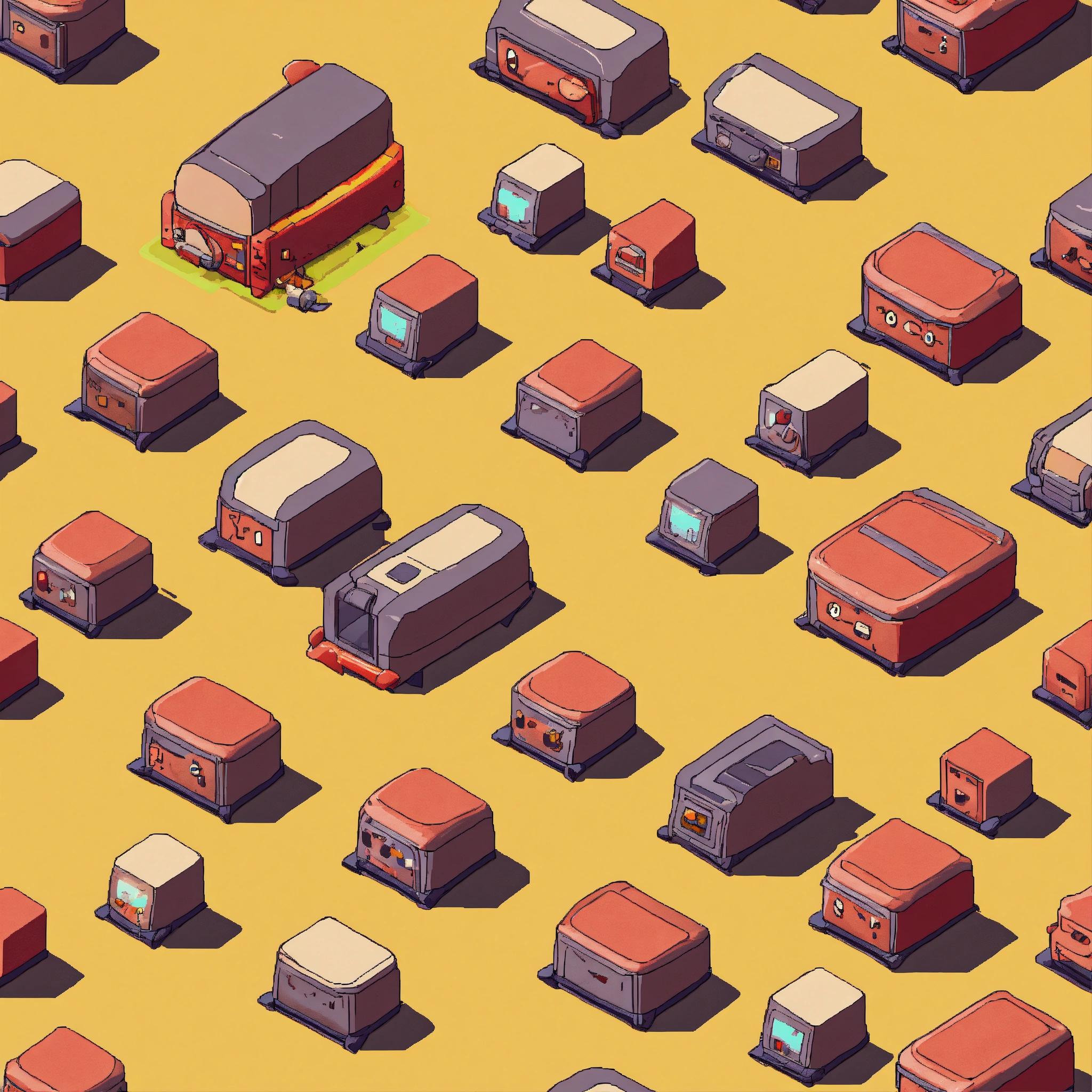 Lexica - Walking animation for a smiling toaster enemy. isometric ...