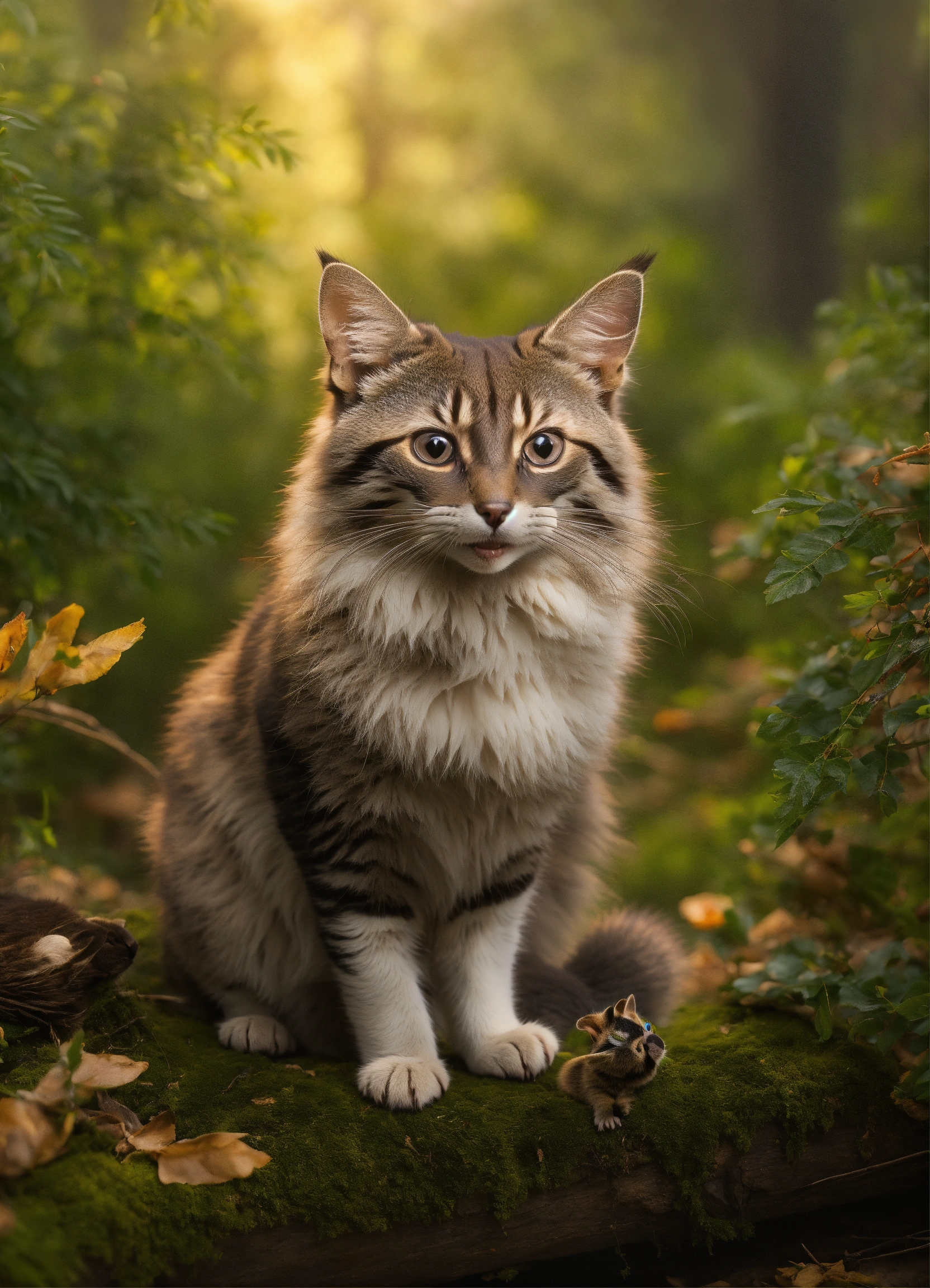 Lexica - A cat holding a racoons mouch shut