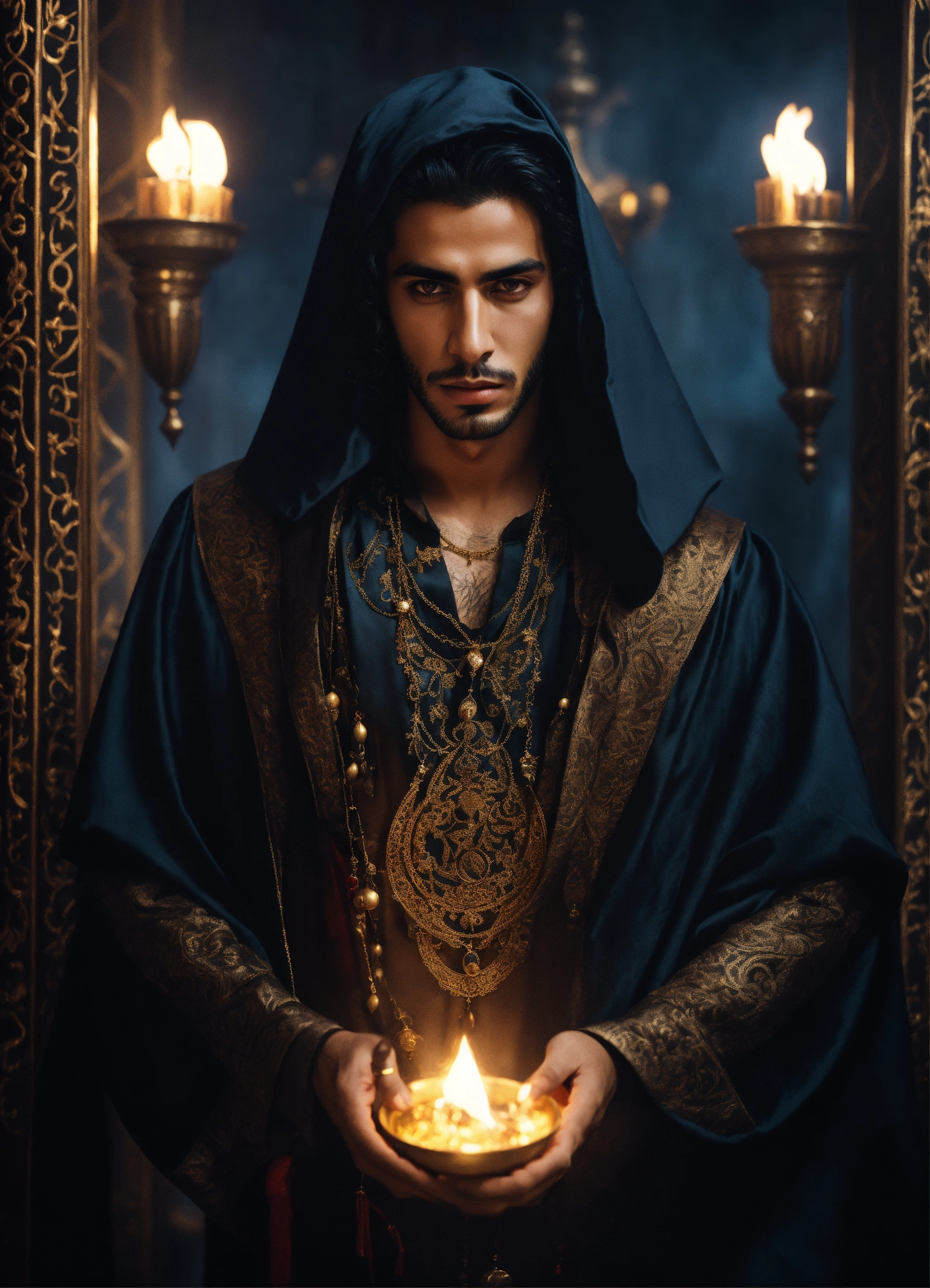 Lexica - Young handsome malevolent Arabic male sorcerer, dark, lavish ...