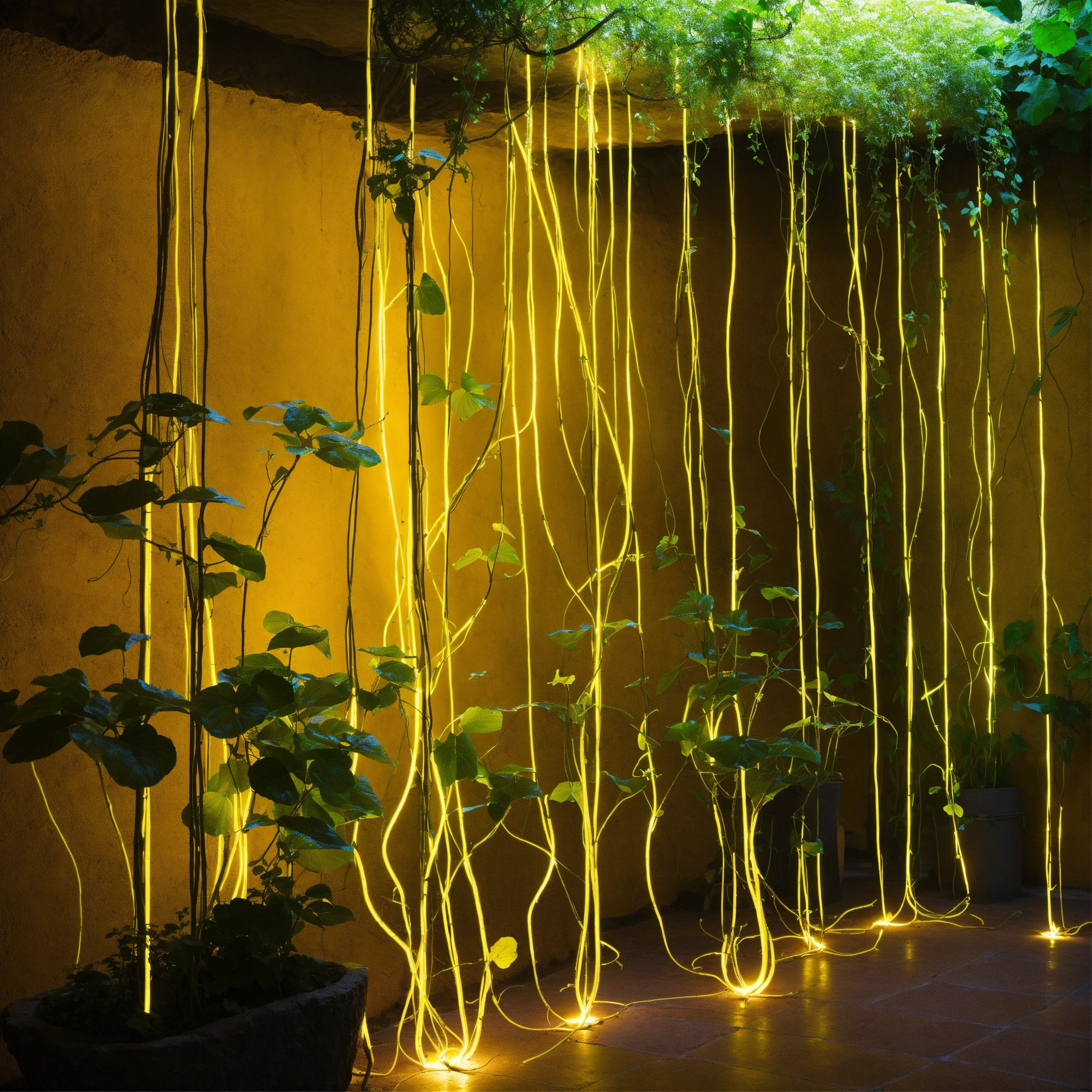 Lexica - Luminous Vines Climbing plants with tendrils that emit a ...
