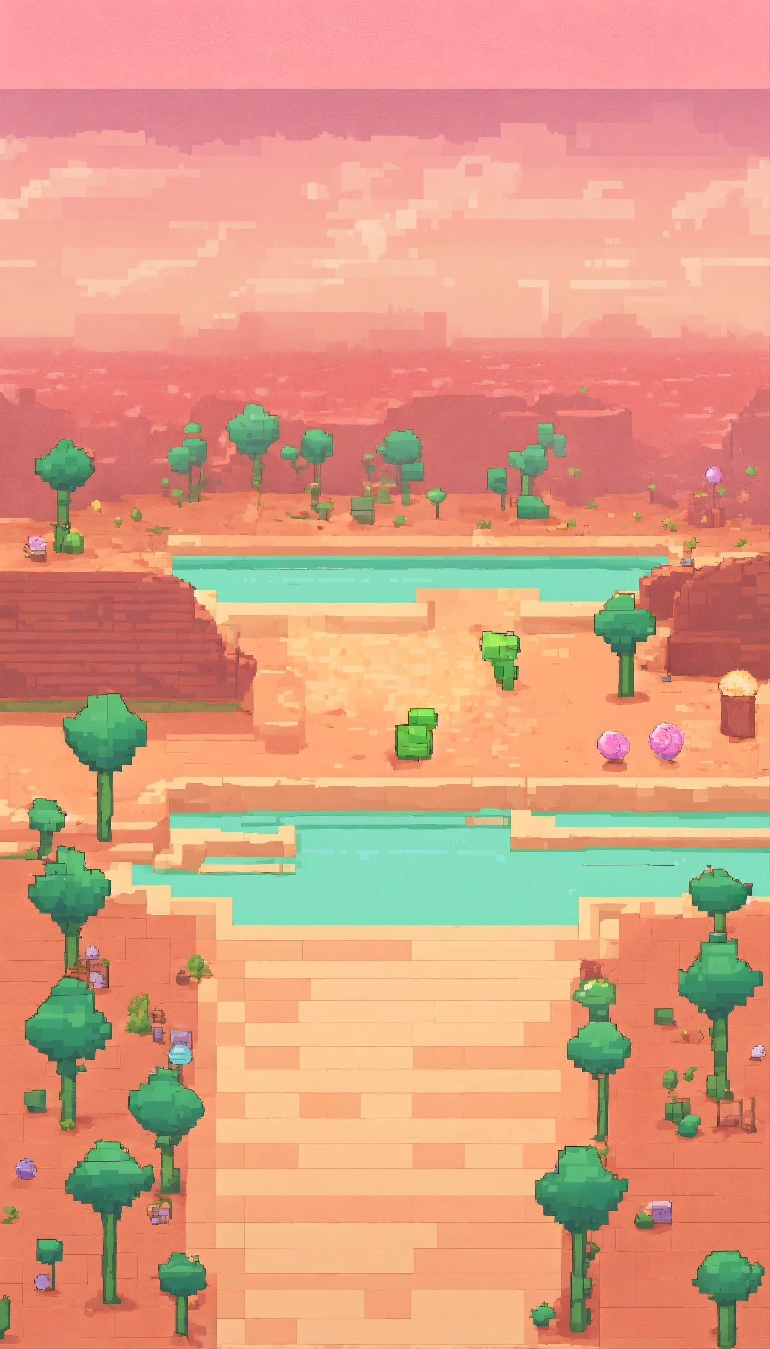 Lexica - Empty pastel overhead flat candy themed desert pixel sprite map.