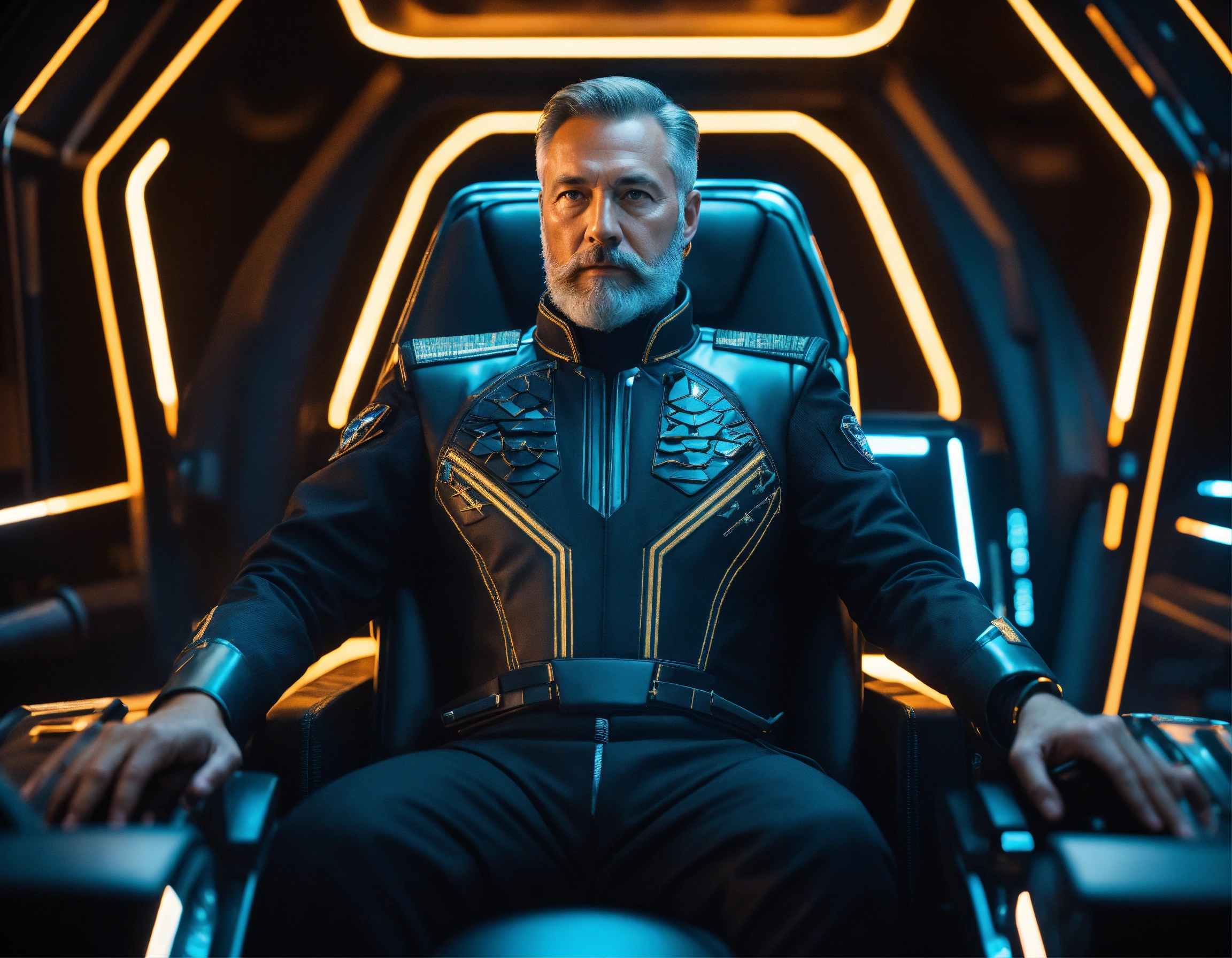 Lexica - 50 year old masculine star commander general with trim beard ...
