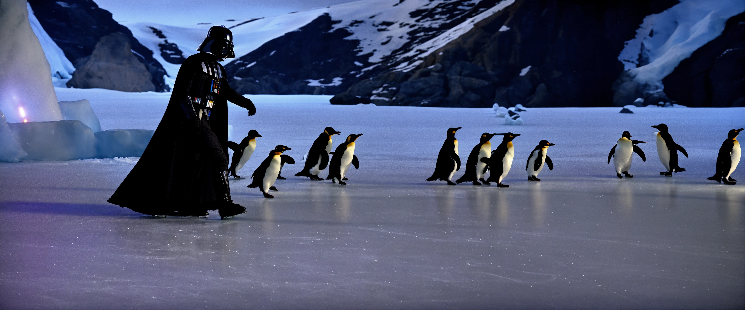 Lexica - Darth vader ice skating with penguins