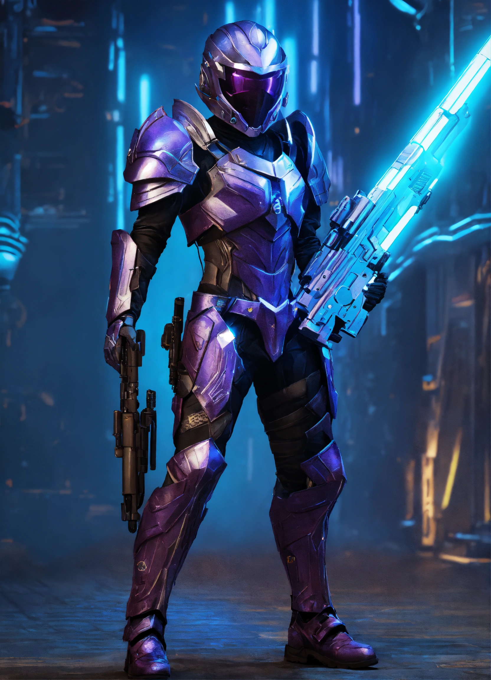 Lexica - Full body of a high elf sci fi soldier wearing heavy sci fi ...