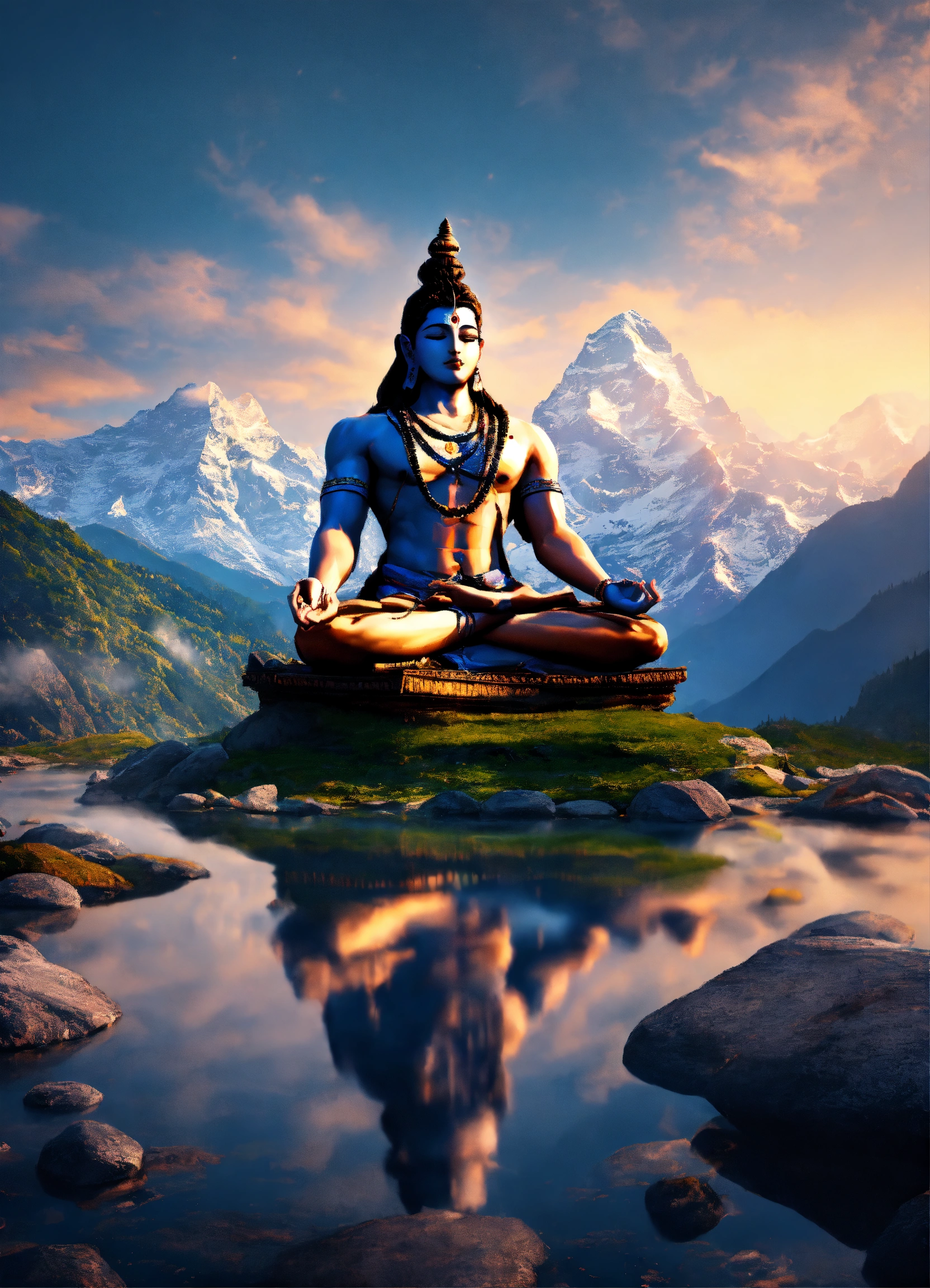 Lexica - Lord Shiva doing meditation in the calm and serene Himalayan ...
