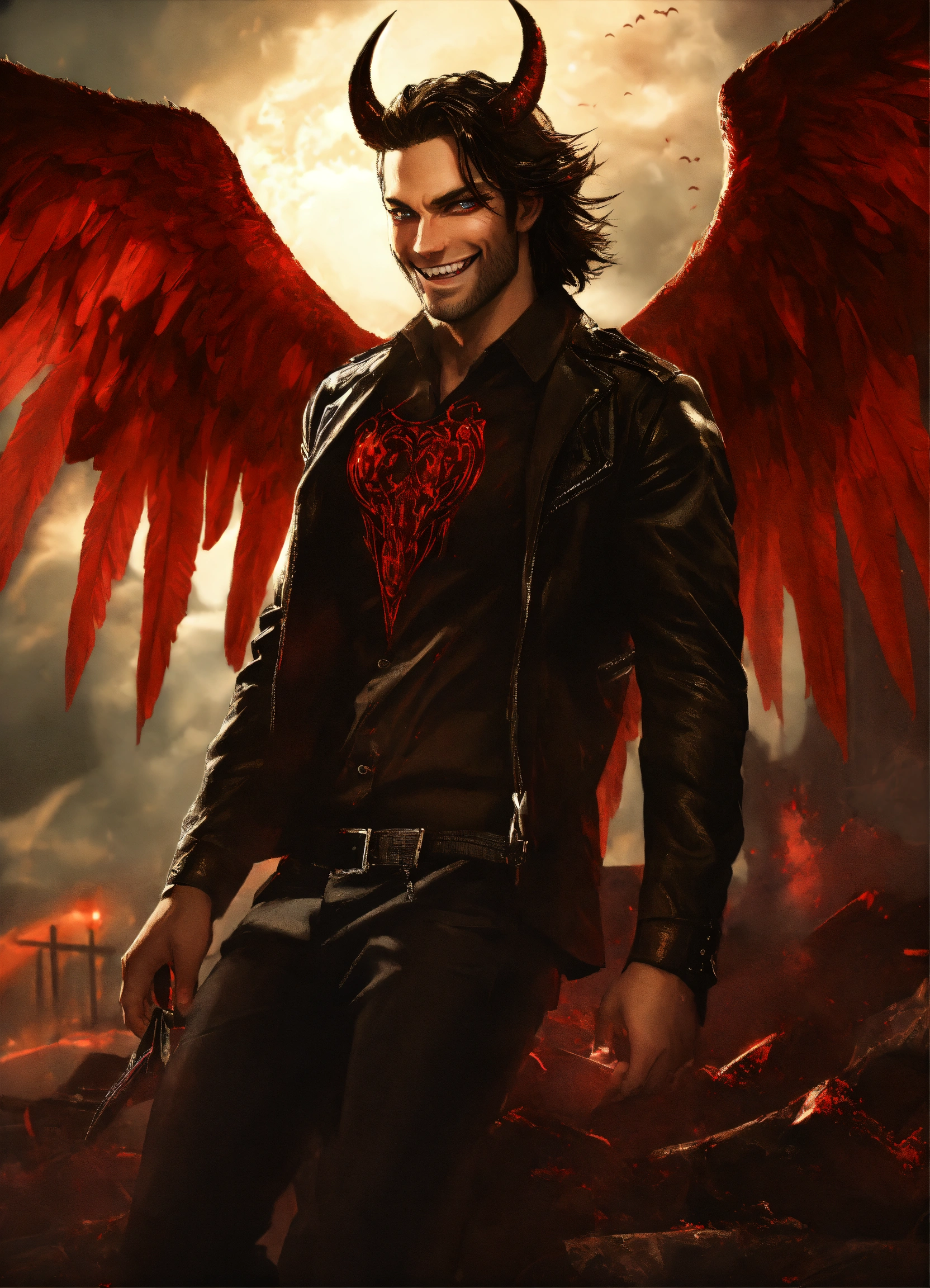 Lexica - Lucifer as an angel, evil grin, evil smile, insanity unleashed ...