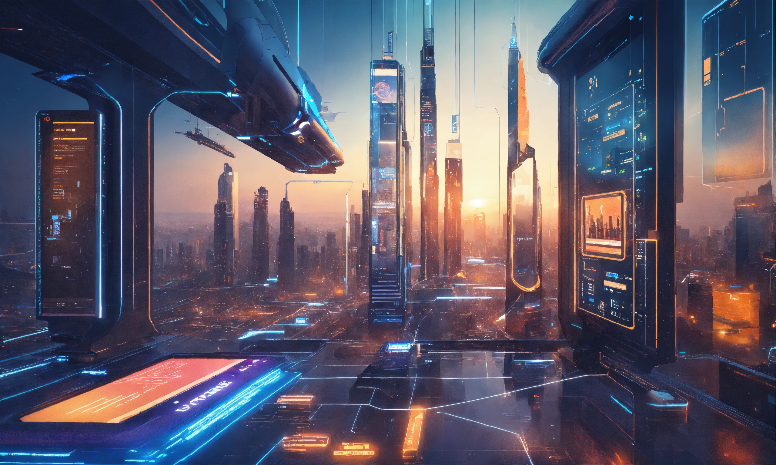 Lexica - Large screwdriver embedded in a futuristic cityscape made of ...