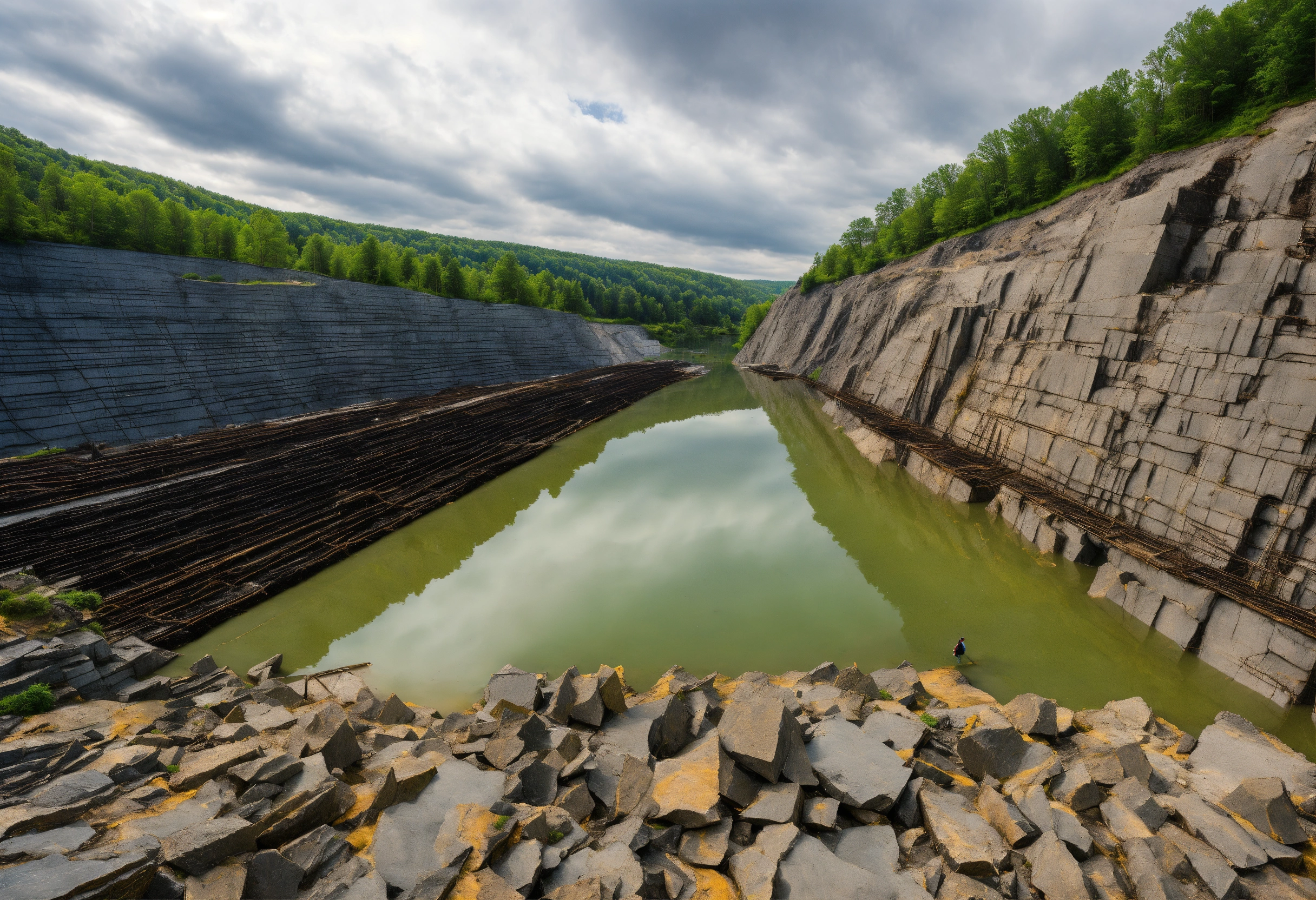 Lexica - Pennsylvania Slate Quarry looking ominus and partly flooded ...