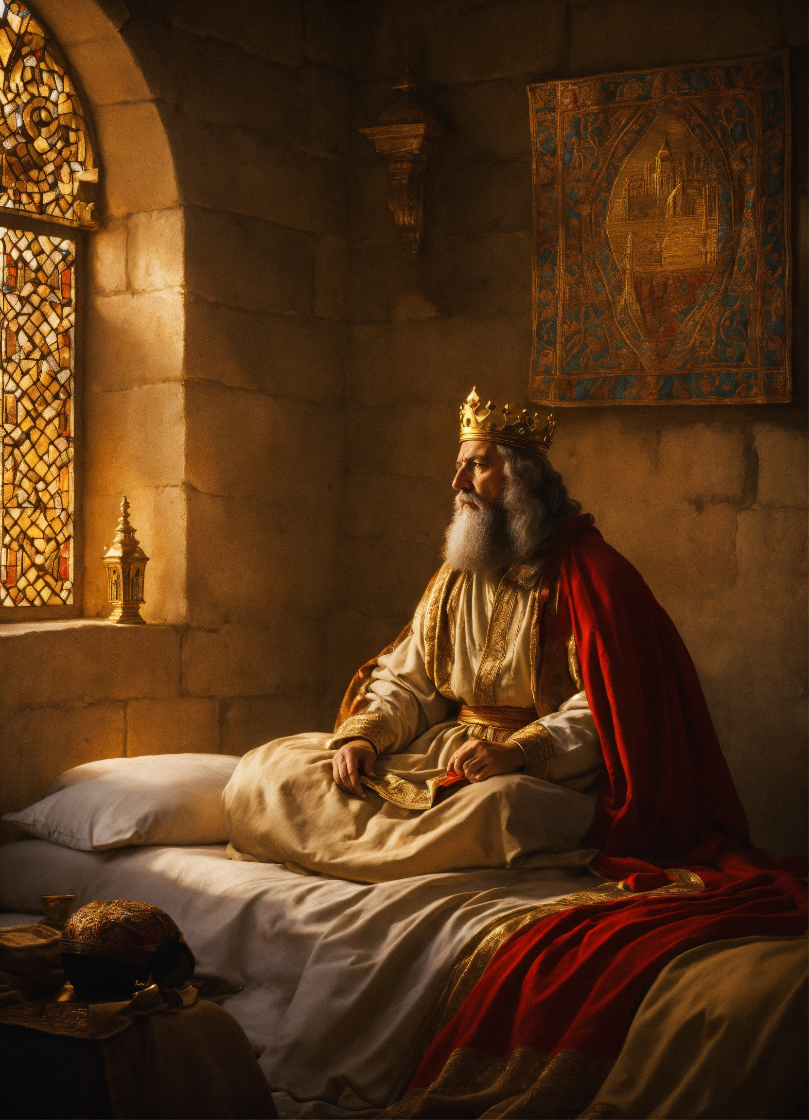 Lexica - King David wake up from his bed look at Jerusalem