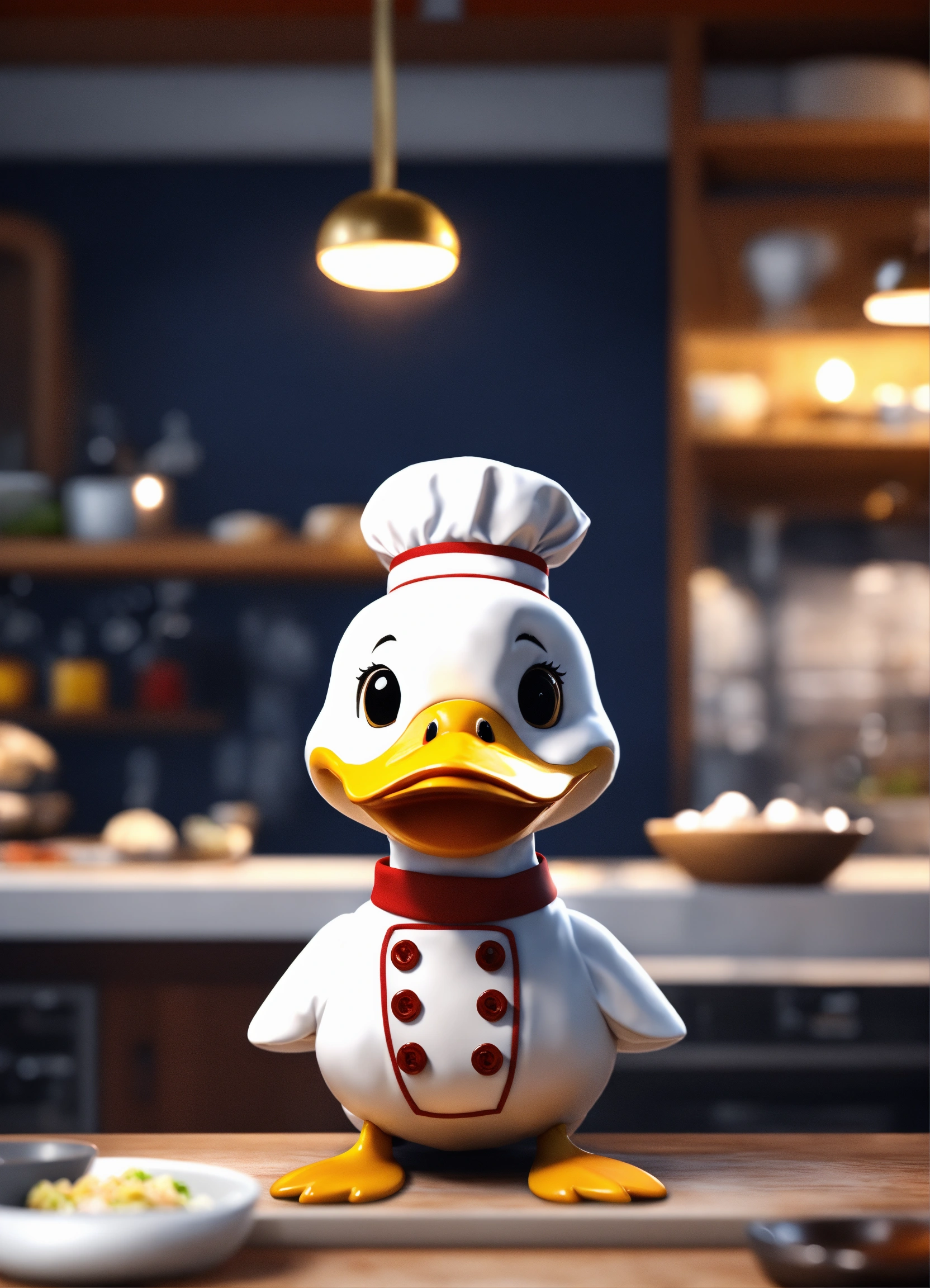 Lexica - A cute duck wearing a chef uniform, unreal engine render 8k