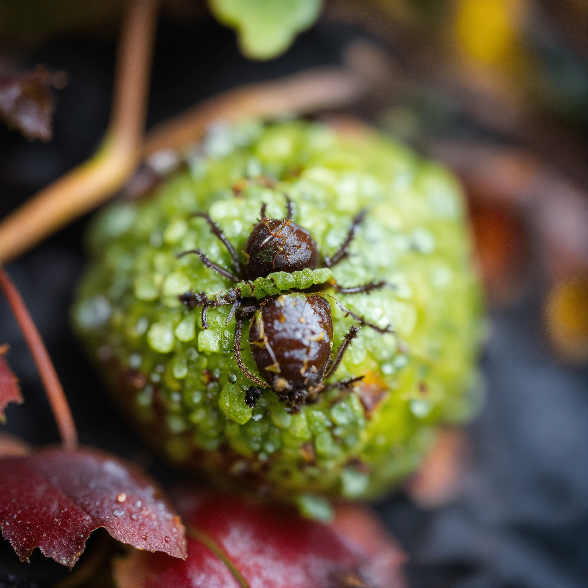 Lexica - Dark creepy ugly rainy Autumn macro photography close-up of a ...