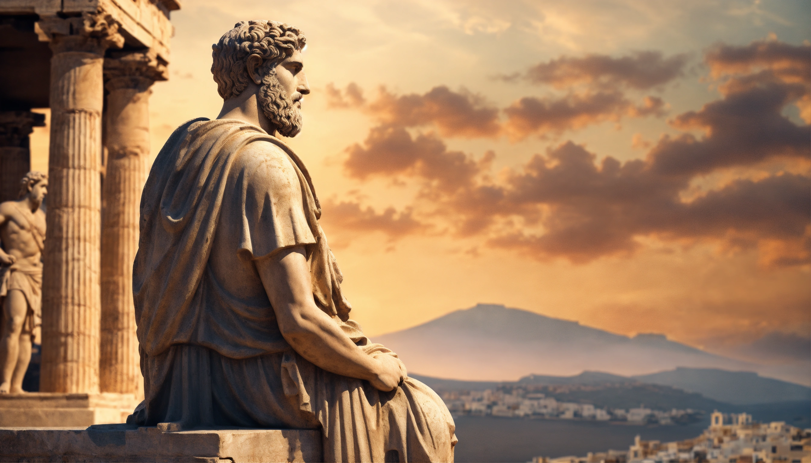 Lexica - Stoic man,ancient greece,background with monument of greece ...