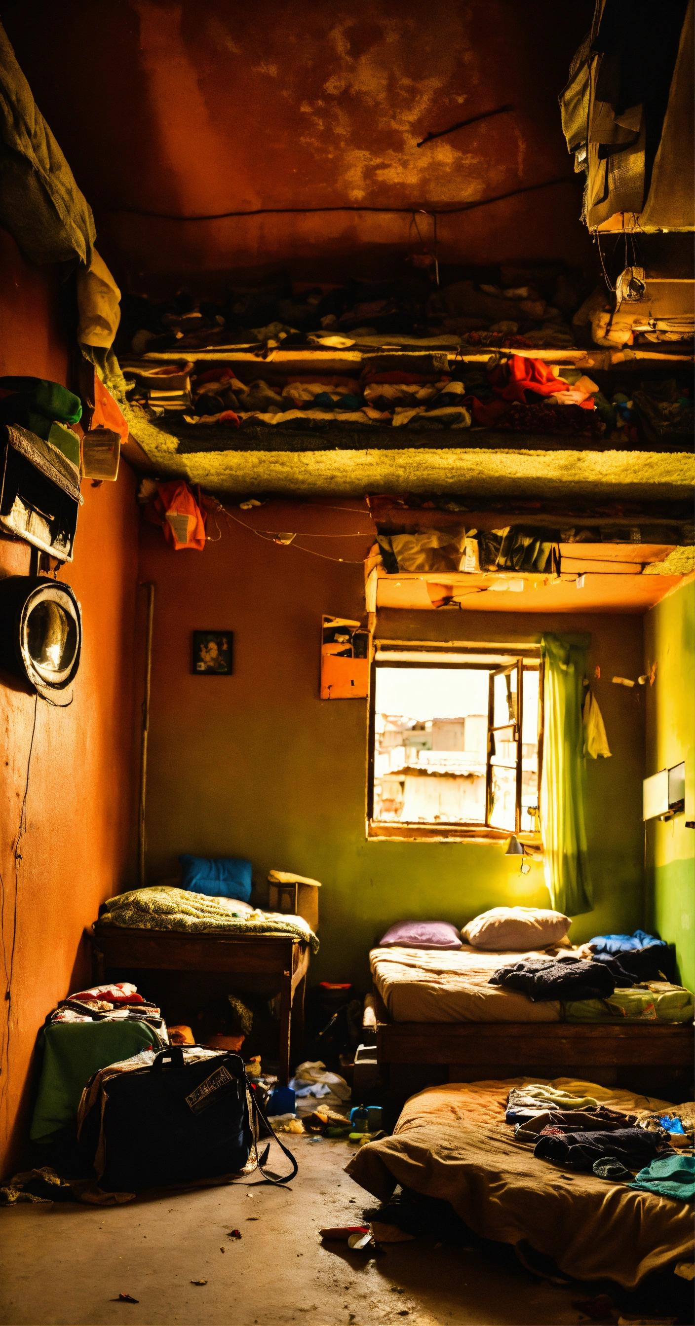 Lexica - Favela, poor, tiny bedroom, messy