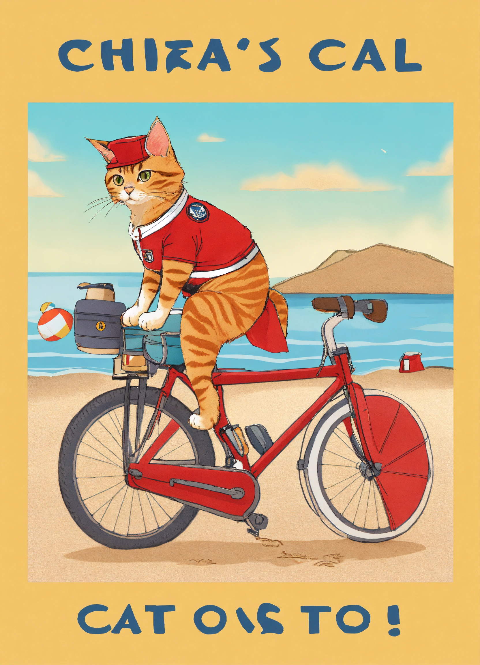 Lexica - Design a picture of a cat working as a beach lifeguard on a ...