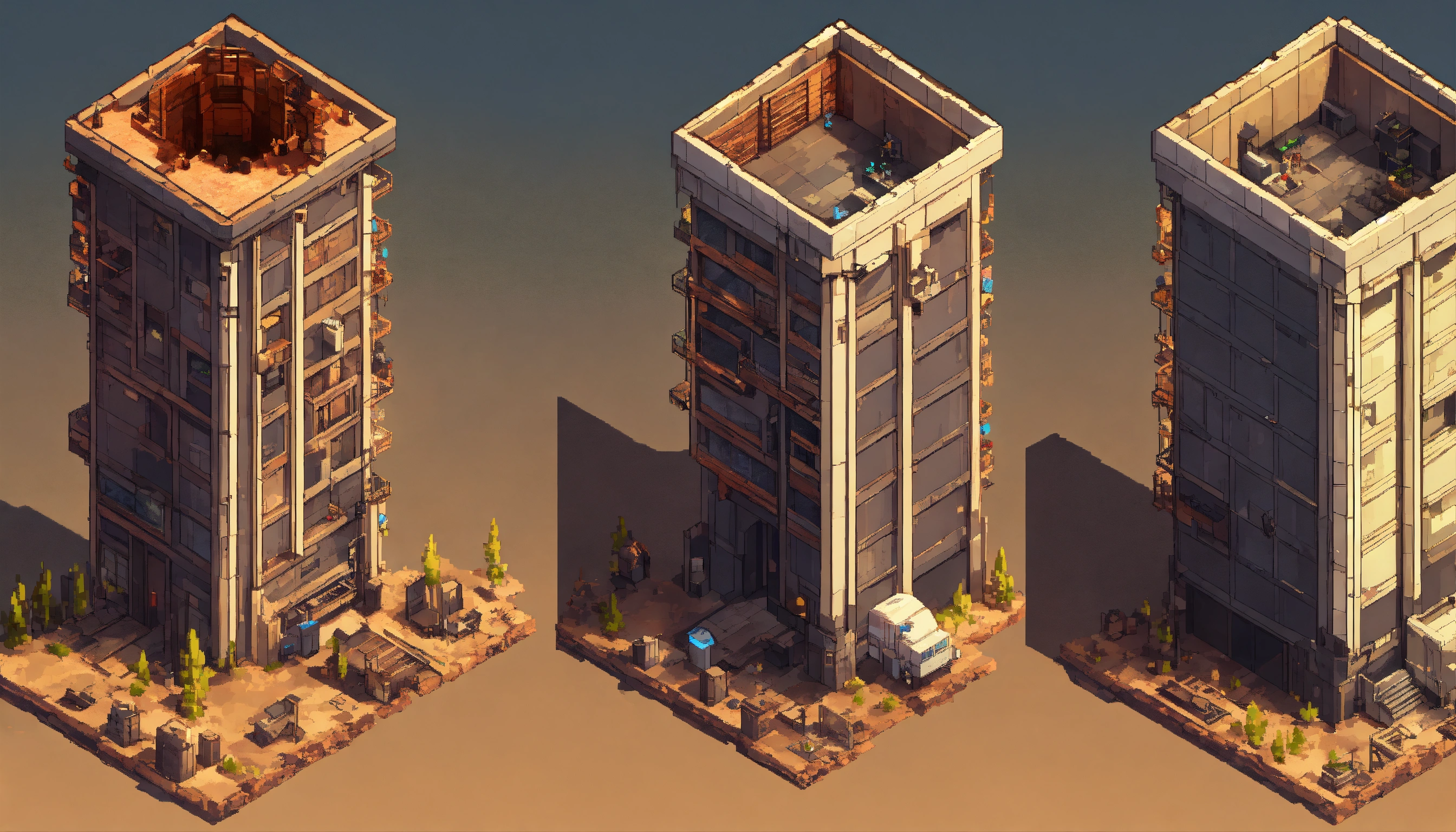 Lexica - Simple clean pixel perfect 2d isometric sprites of an post ...