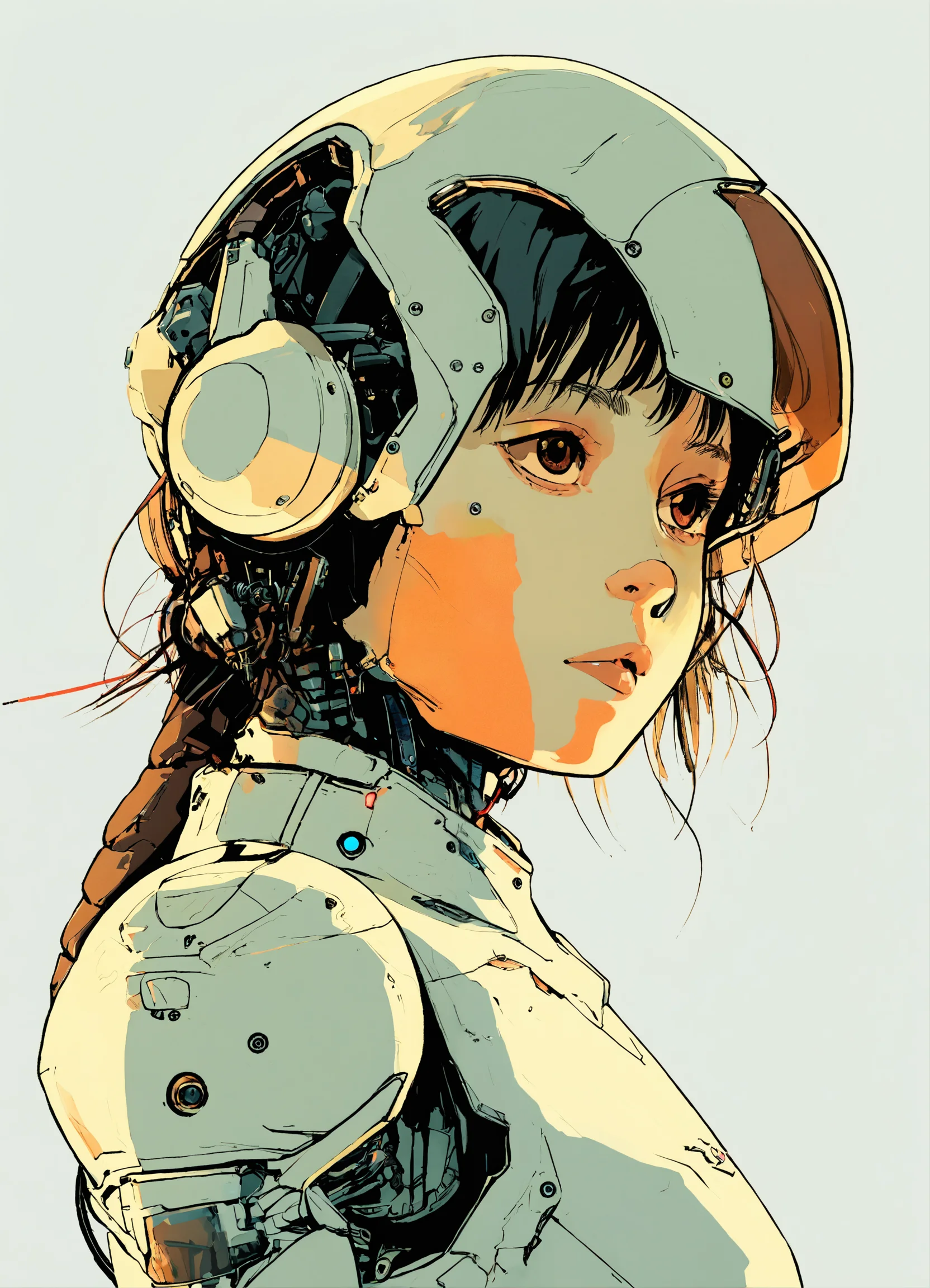 Lexica - Ghibli, simple illustration of a young female cyborg, sci fi ...