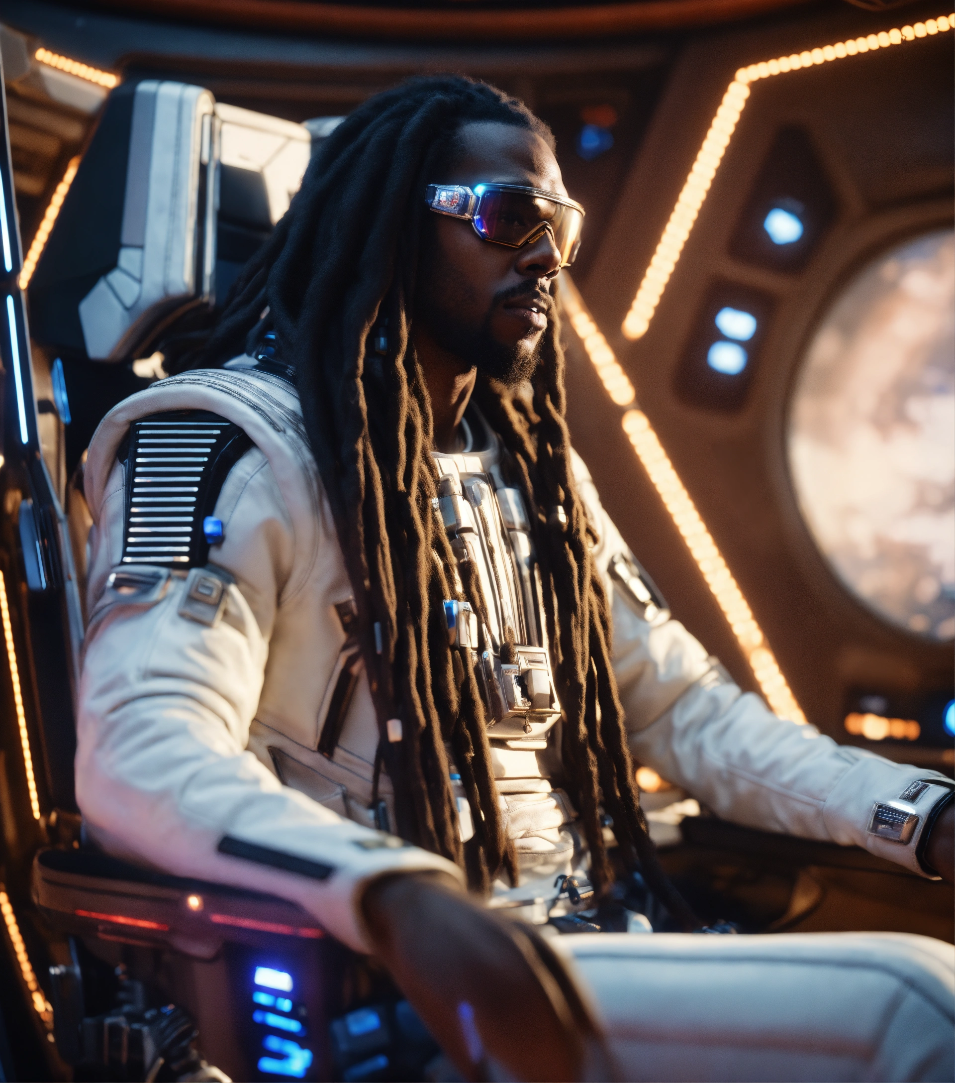 Lexica - Zoom out of a black male rockstar with long white dreadlocks ...