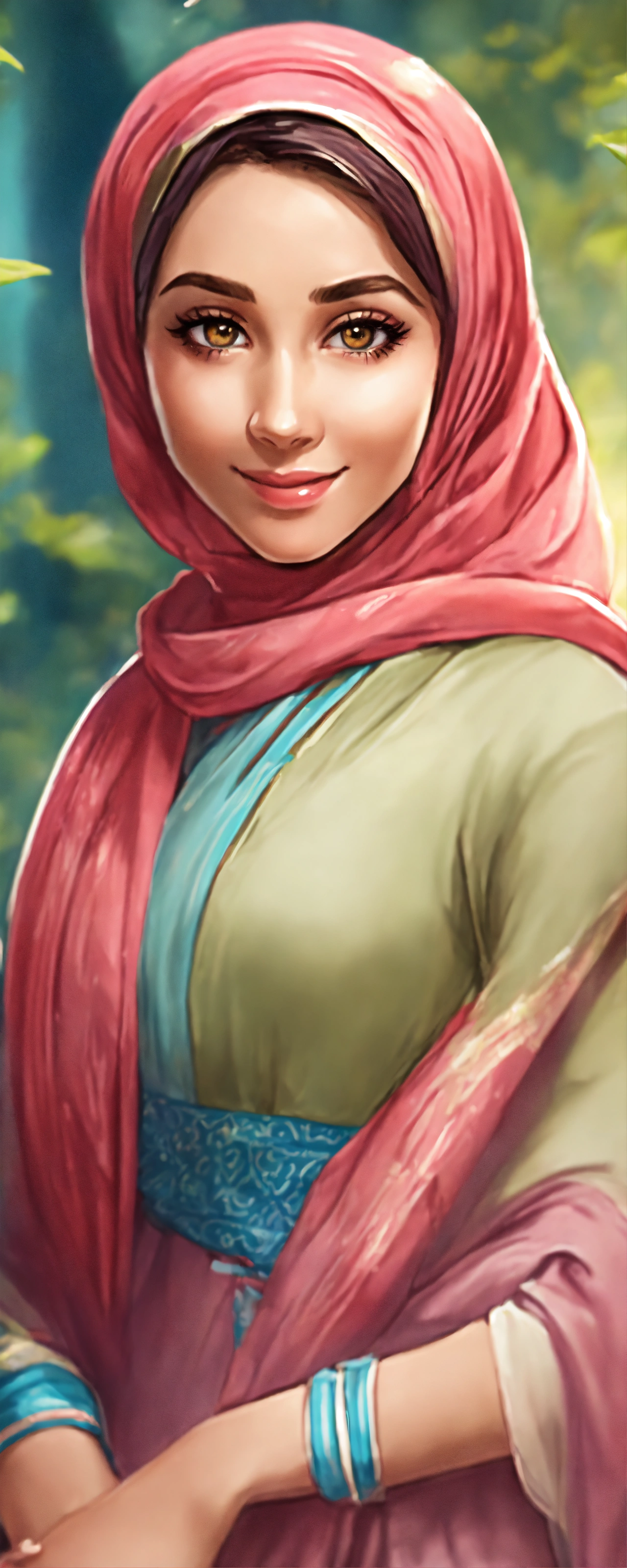 Lexica - Create a beautiful headscarf cartoon character