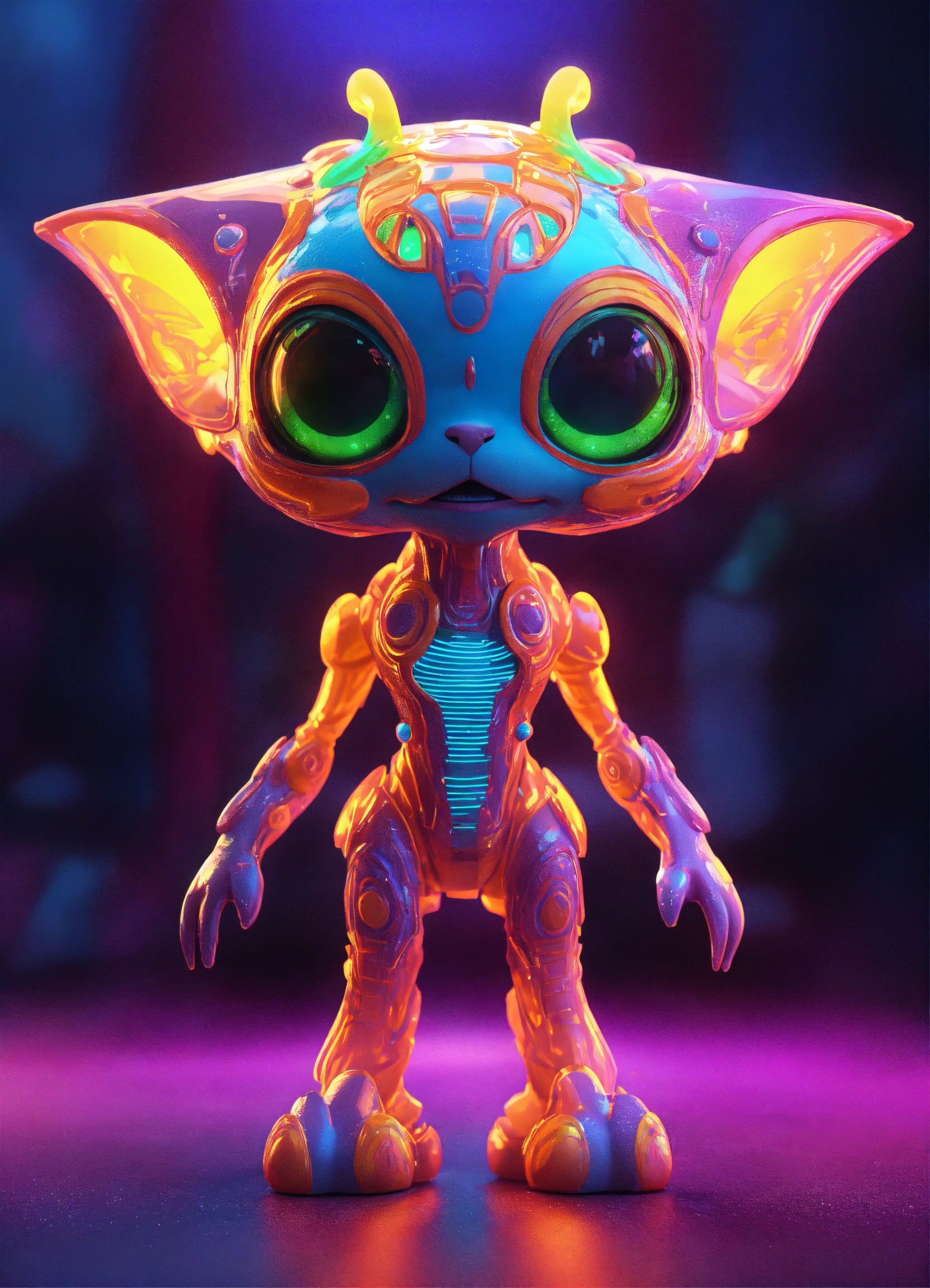 Lexica - Gelly cute adorable alien monster, full-body, neon glow colors ...