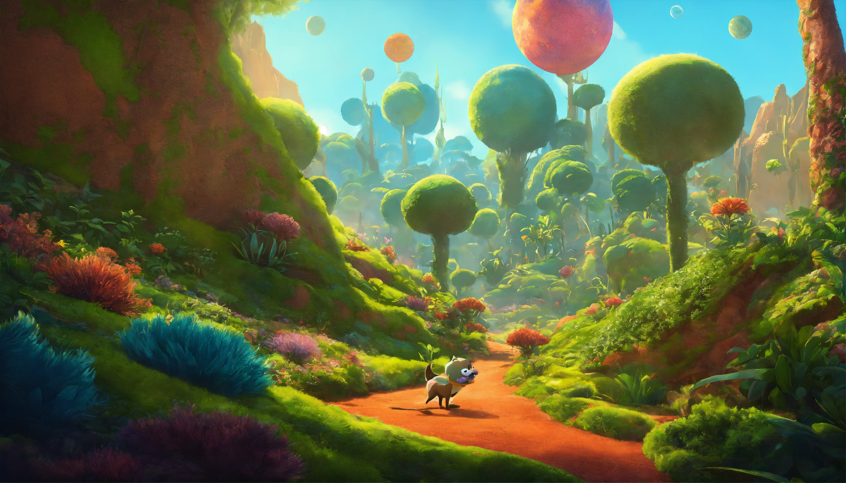 Lexica - A planet with furry plants, pixar art style, poster for cartoon