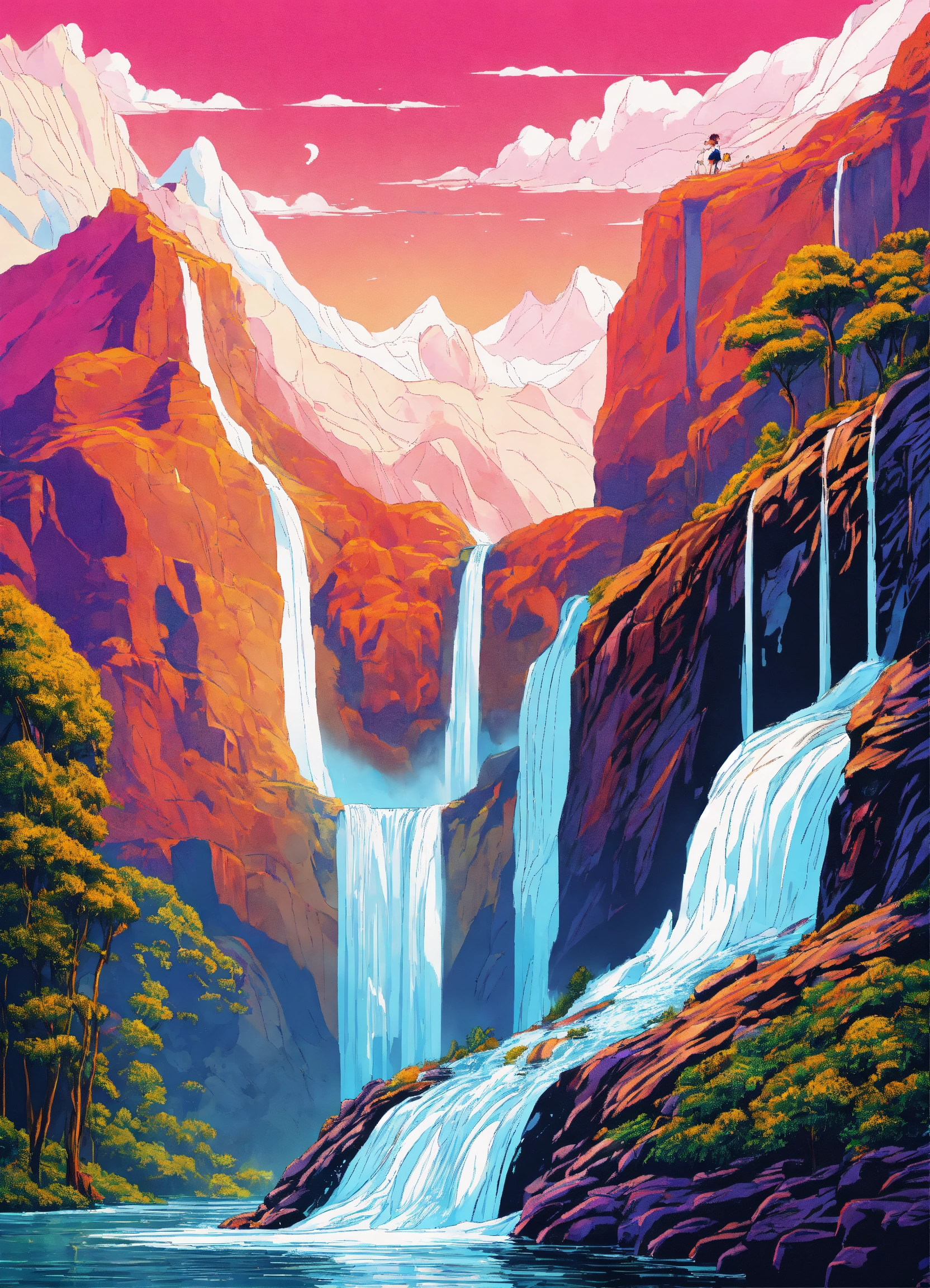 Lexica - Alive alive white female and male as a mountain waterfall with ...