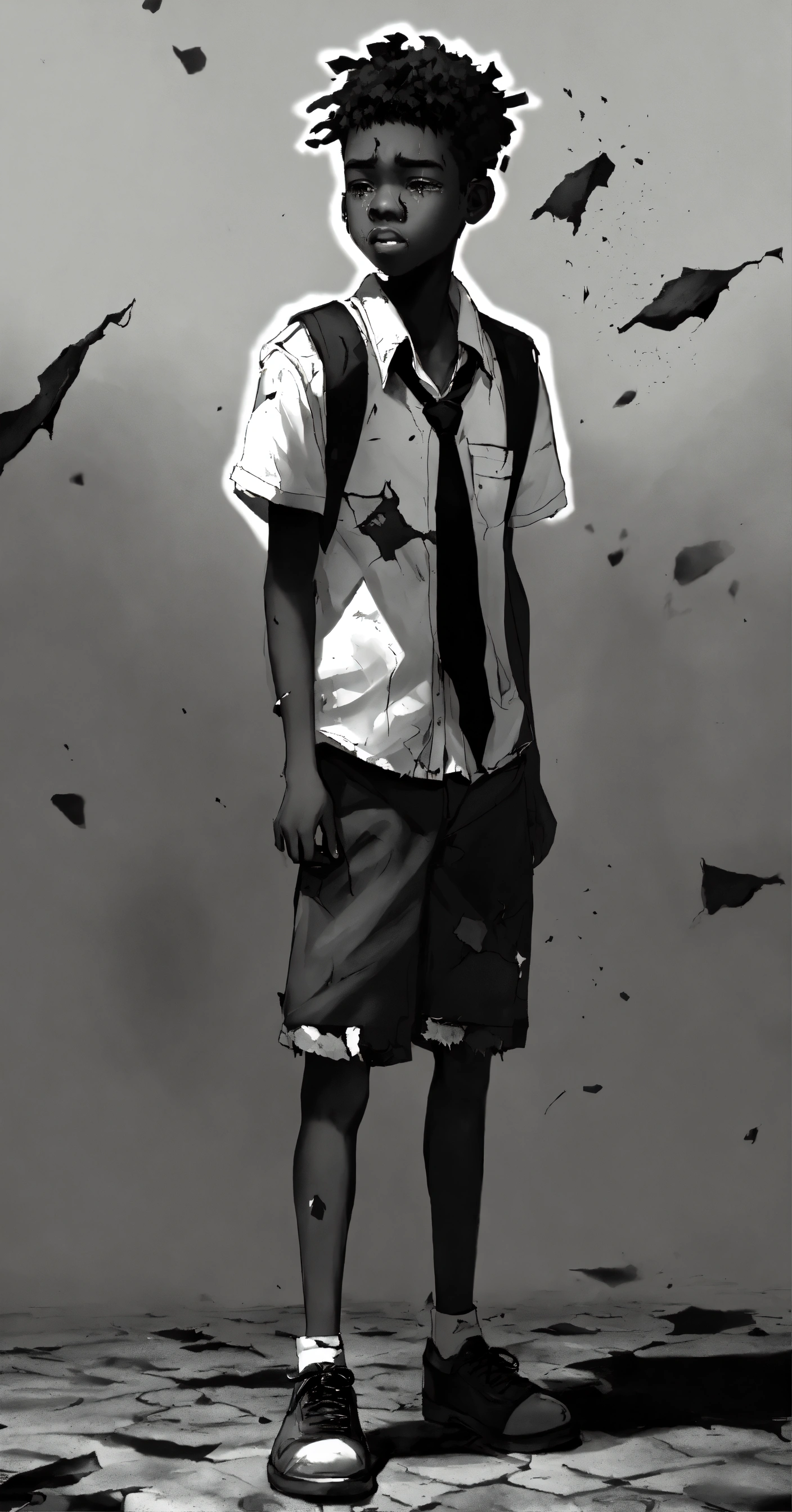 Lexica - Black and white illustration, Wide angle environmental full ...