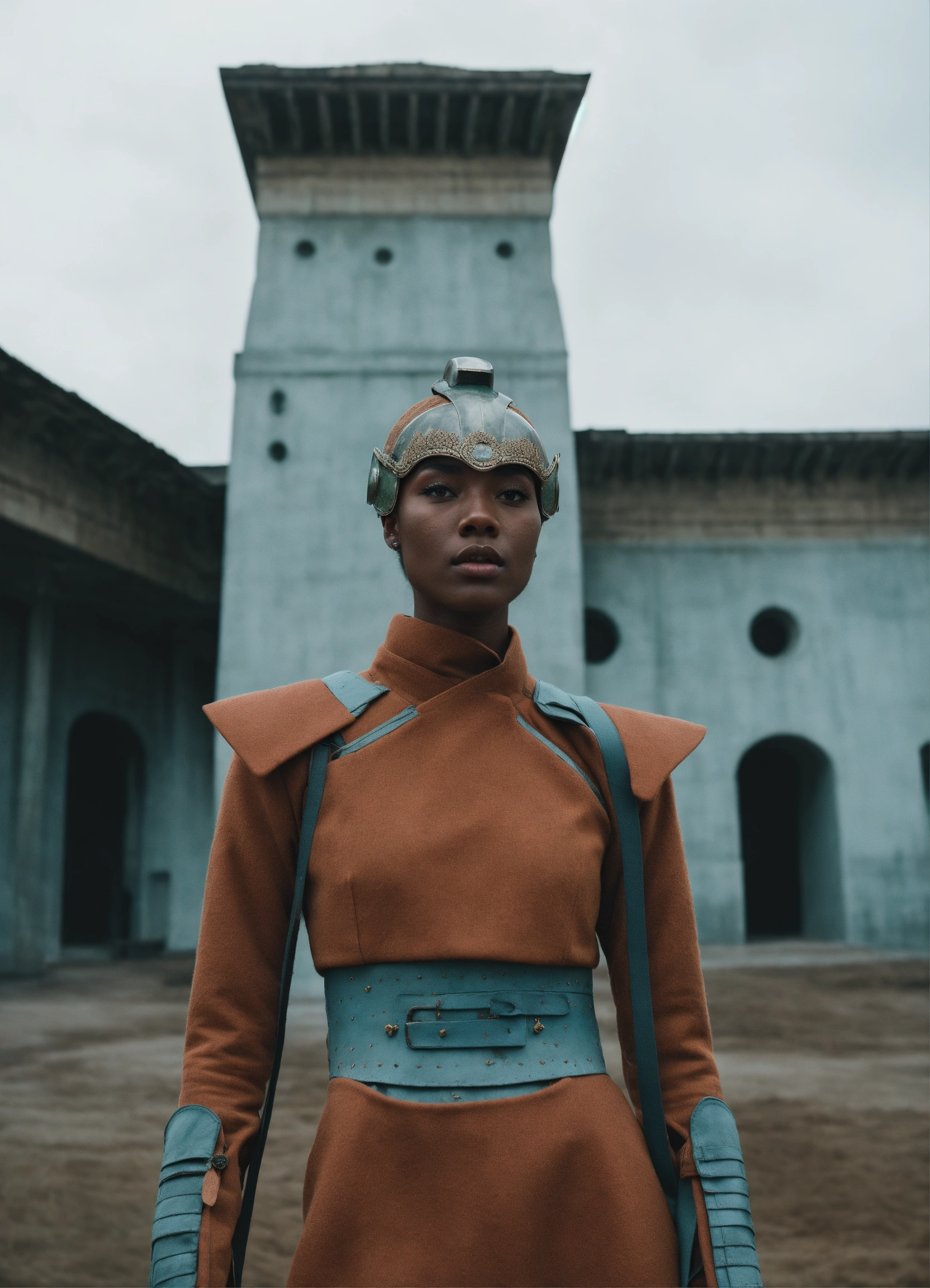 Lexica - Portrait of haute couture beautiful black woman fashion model with pale blue hair ...