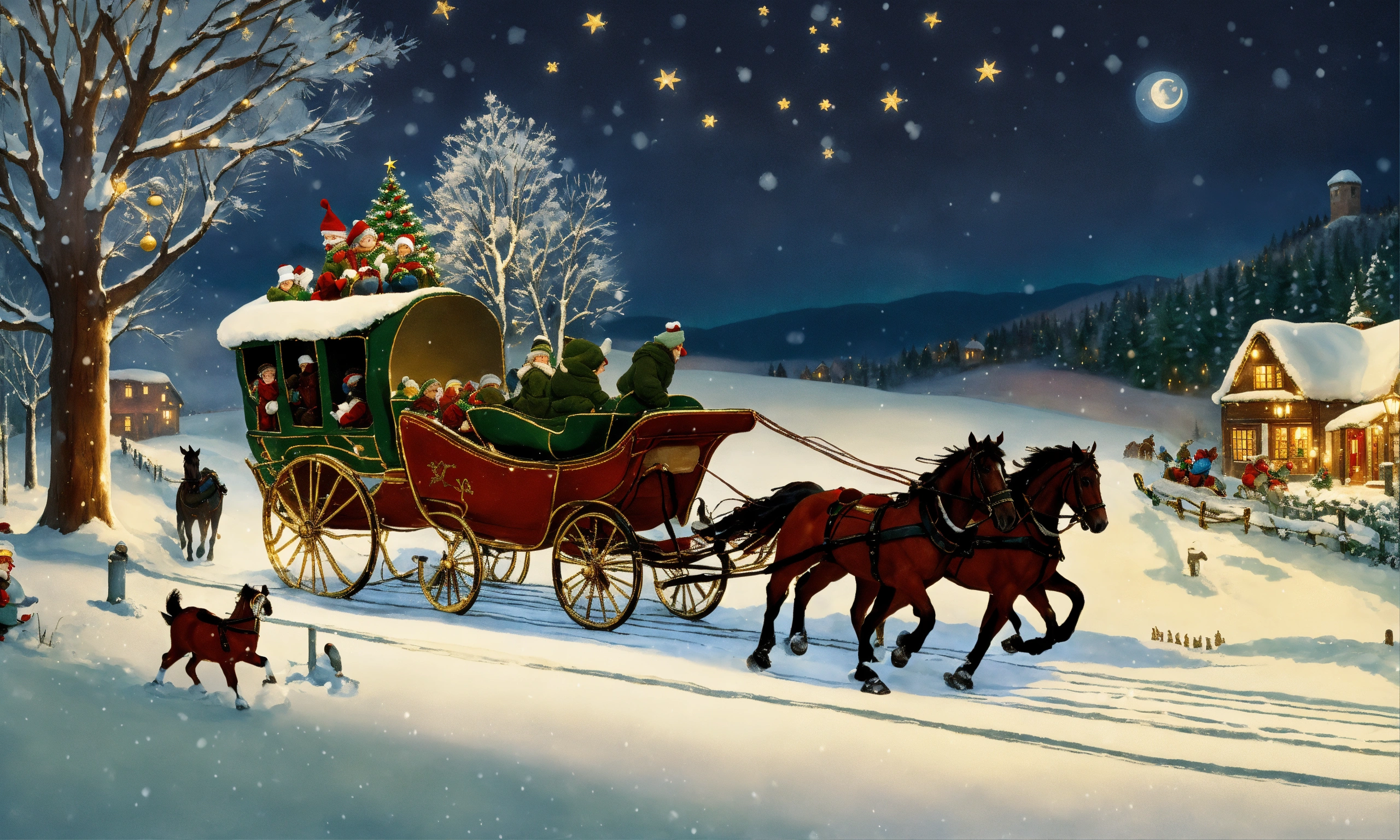 Lexica - A horse-drawn sleigh with jingling bells, possibly dashing ...