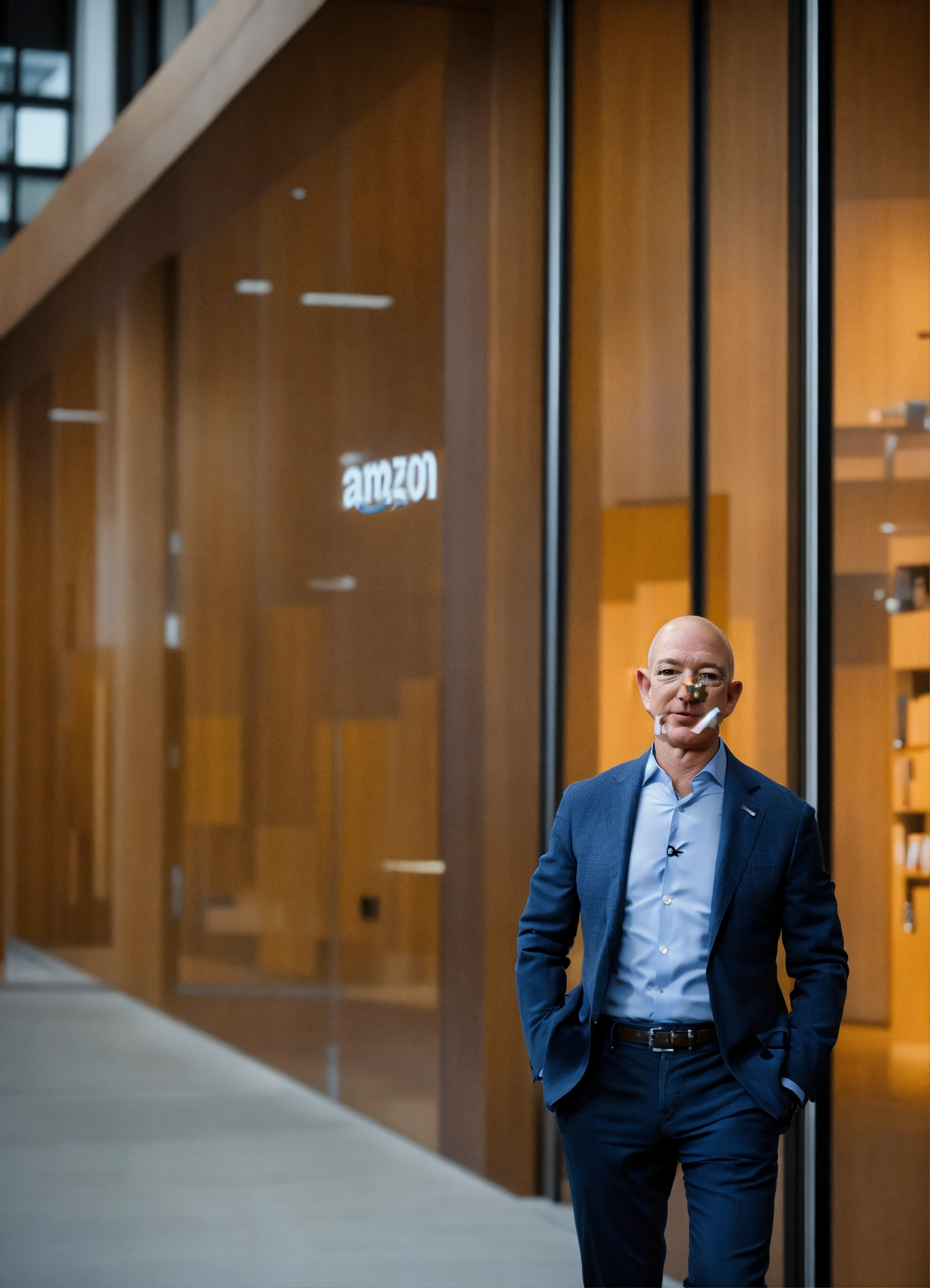 Lexica - Jeff bezos in conference room in front of Amazon building
