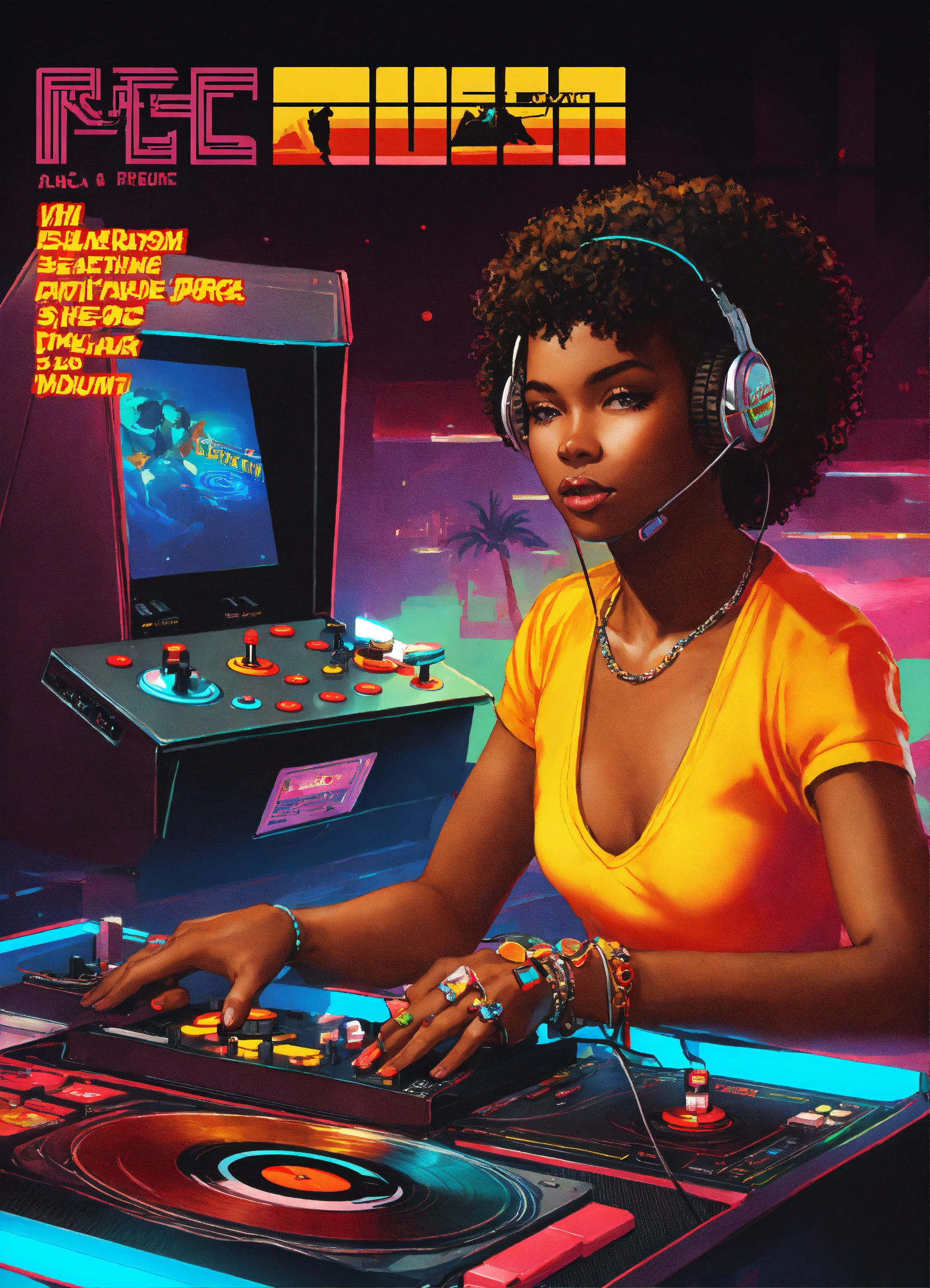 Lexica - 80s arcade black characters using mpc to make music vinyl ...